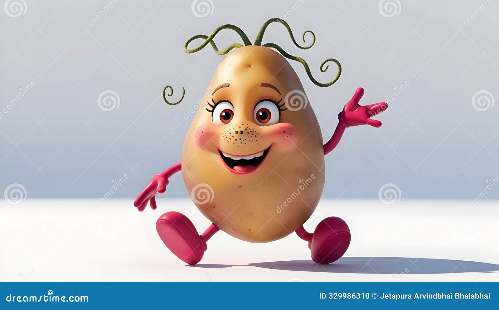 Cheerful 3d Animated Potato Character White Background Stock ...