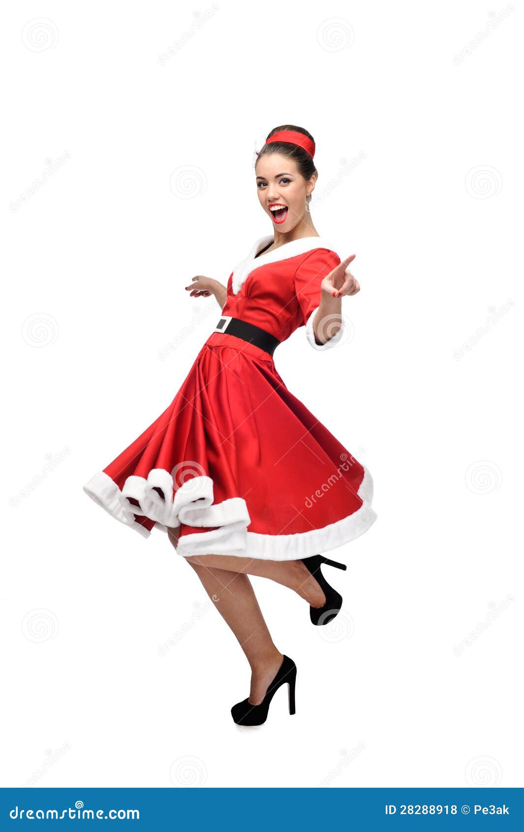 Cheerful Dancing Retro Girl Stock Photo - Image of fashion, frock: 28288918
