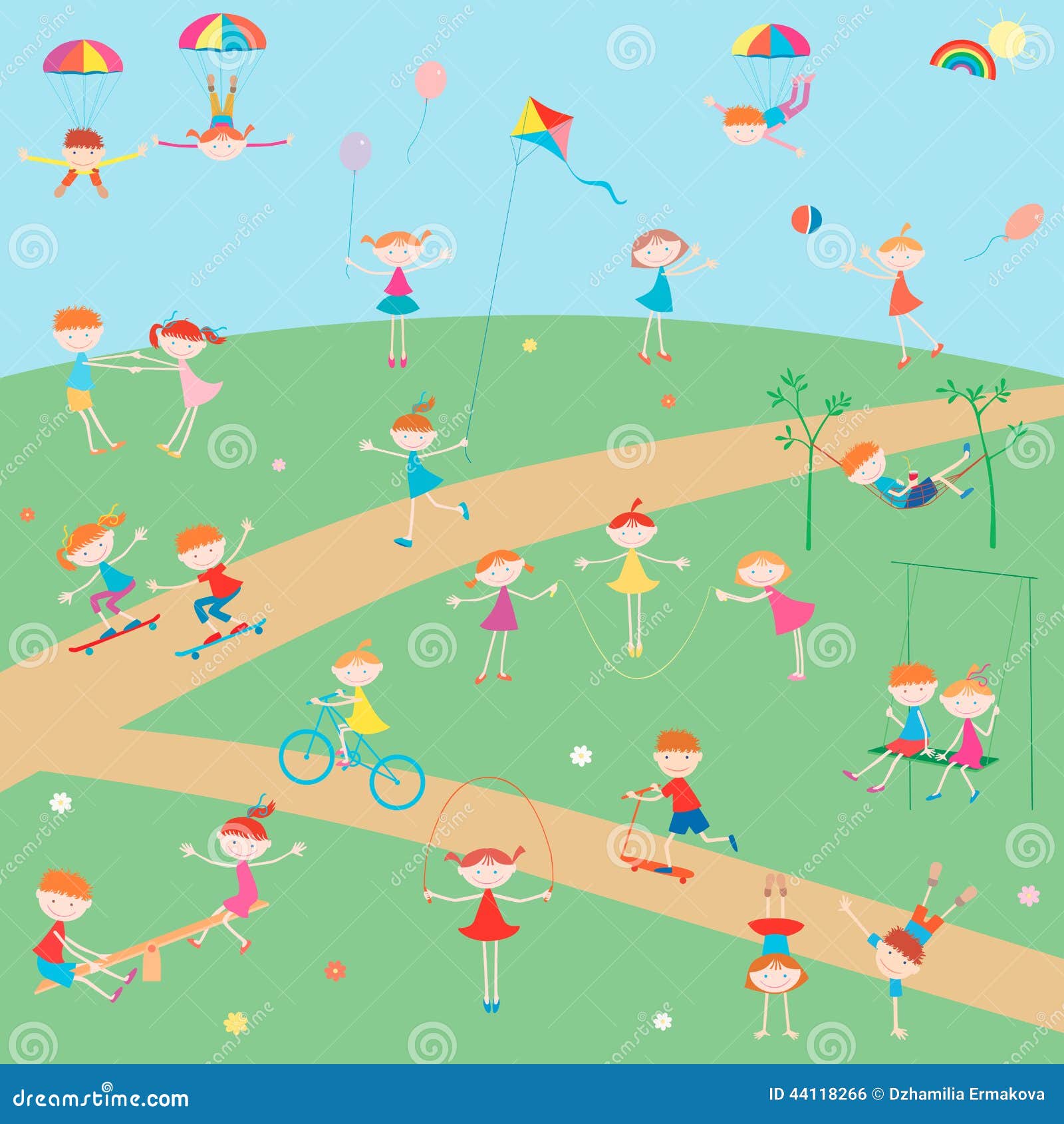 Cheerful day stock vector. Illustration of kids, rope - 44118266