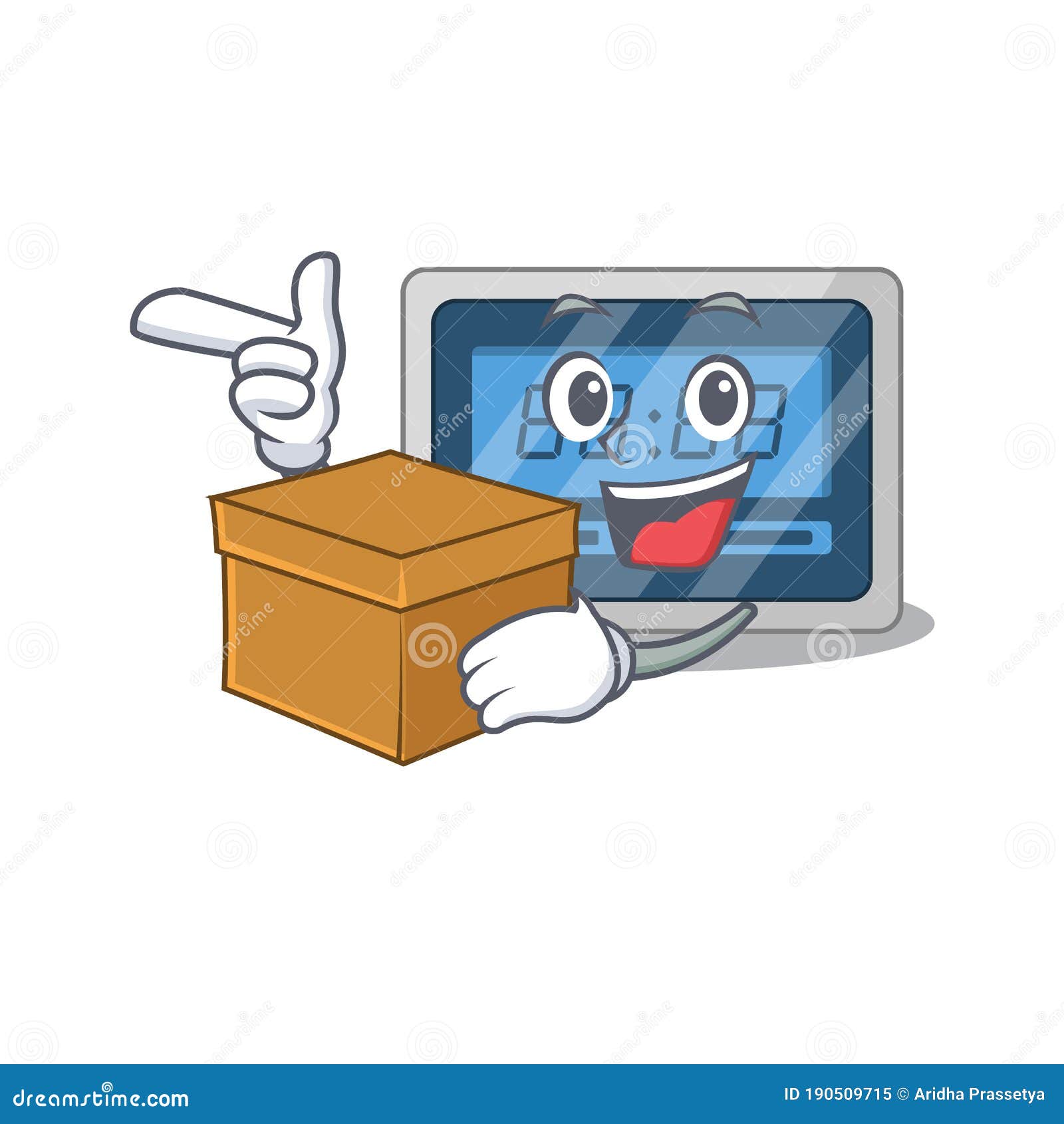 A Cheerful Digital Timer Cartoon Design Concept Having a Box Stock ...