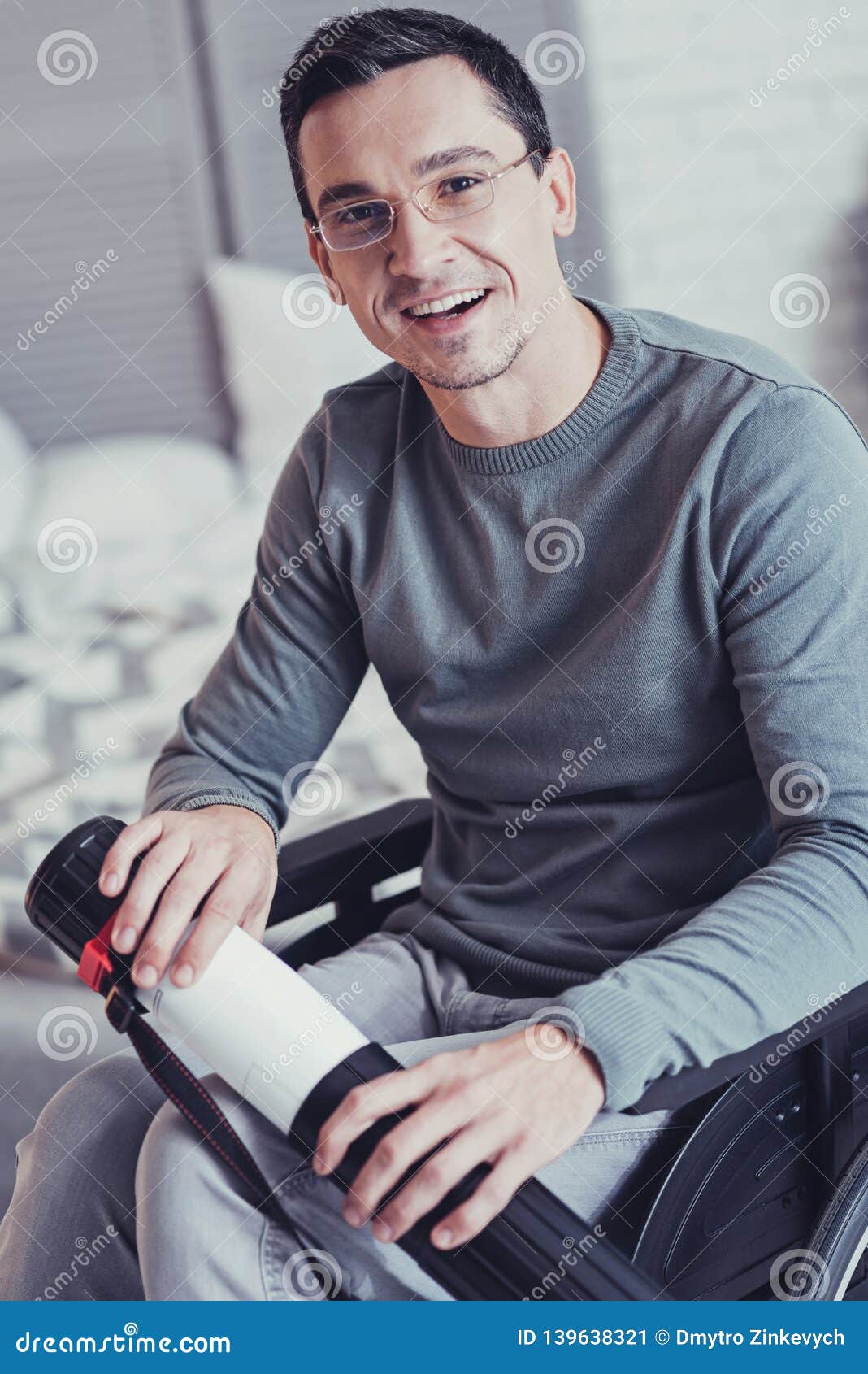 Cheerful Disabled Engineer Holding His Blueprint Stock Image - Image of ...