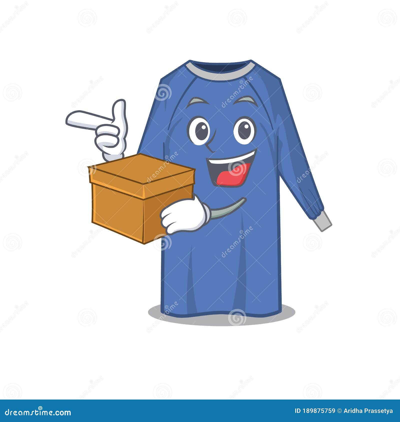 A Cheerful Disposable Clothes Cartoon Design Concept Having a Box Stock ...