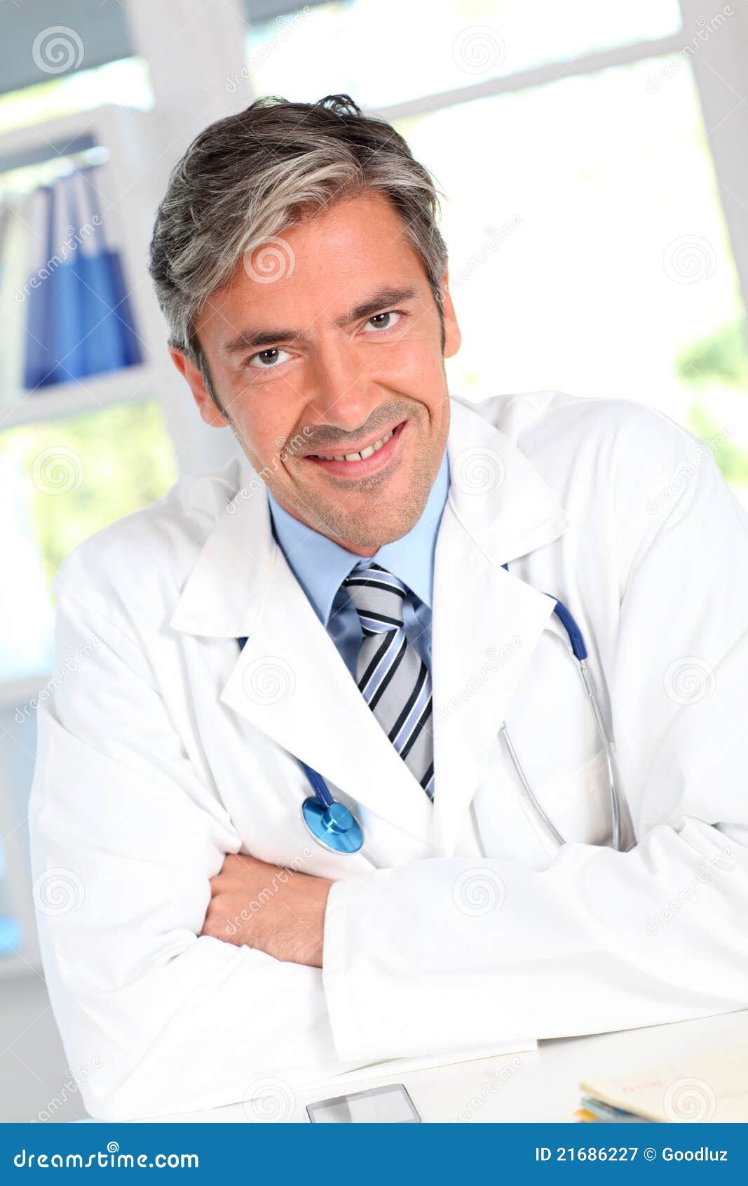 Cheerful doctor in office stock image. Image of smile - 21686227