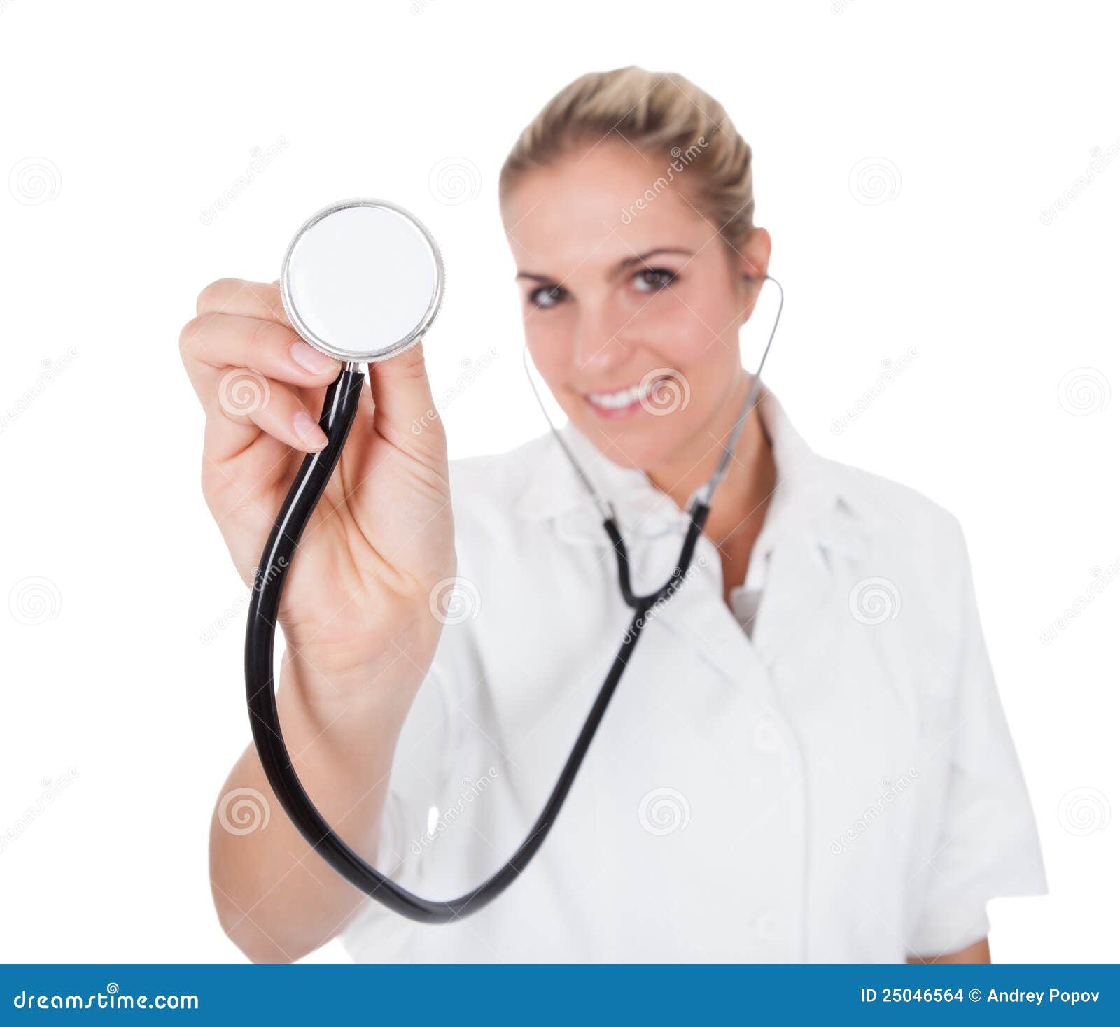 Cheerful Doctor with Stethoscope Stock Photo - Image of nurse, holding ...