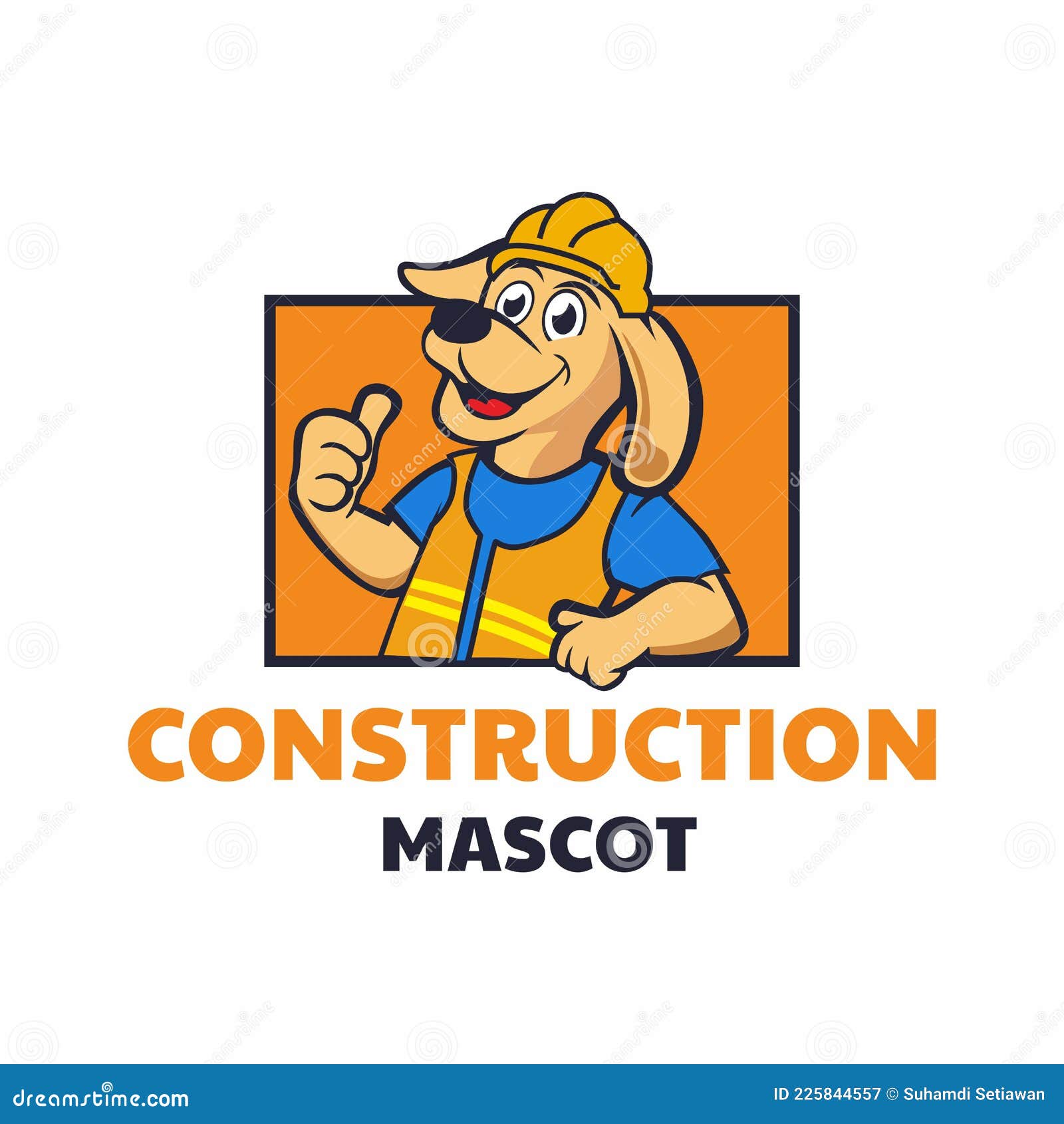 Cheerful Dog Construction Engineering Mascot Logo Stock Vector ...
