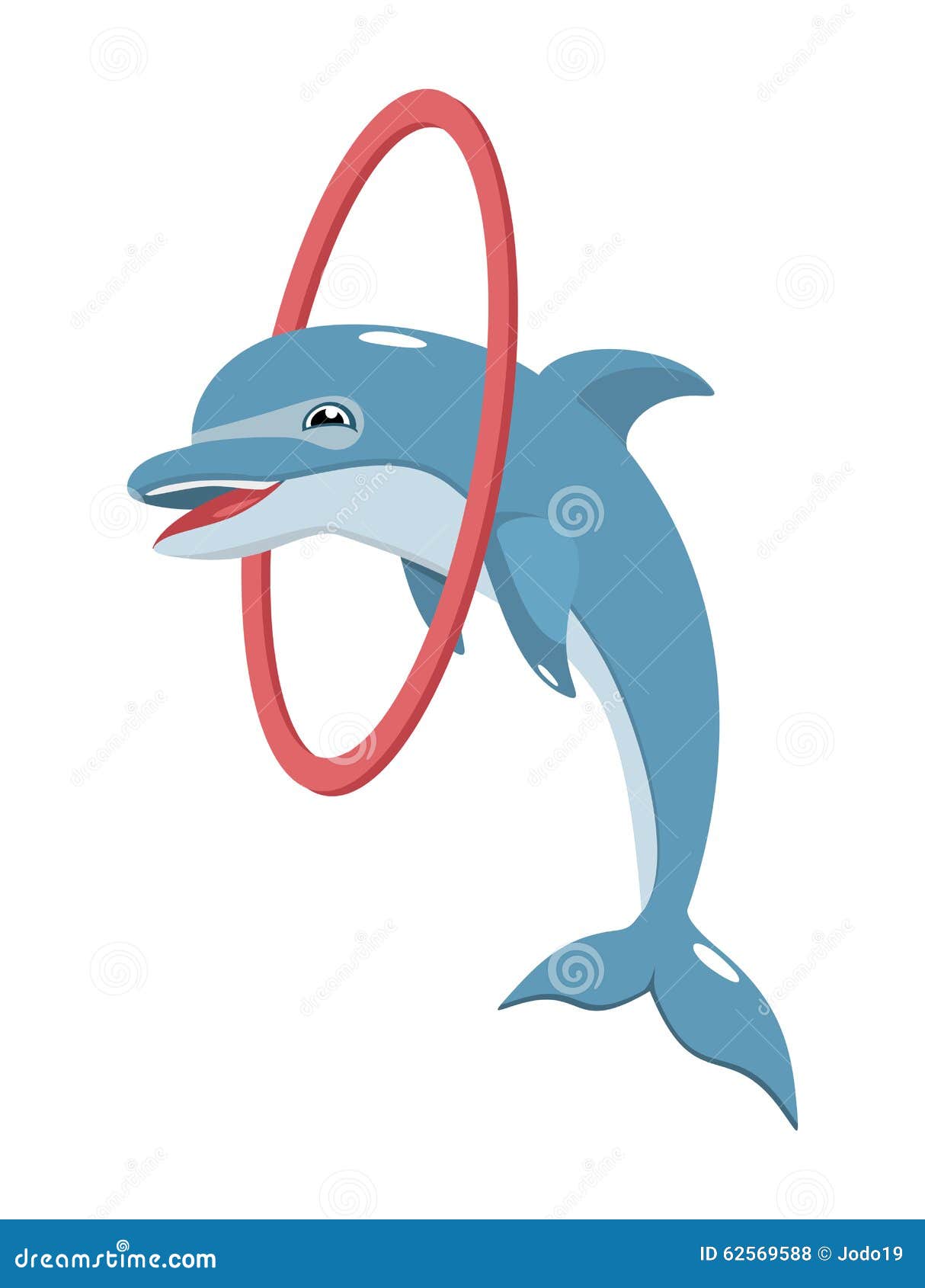Cheerful Dolphin Jumping through a Hoop Stock Vector - Illustration of ...