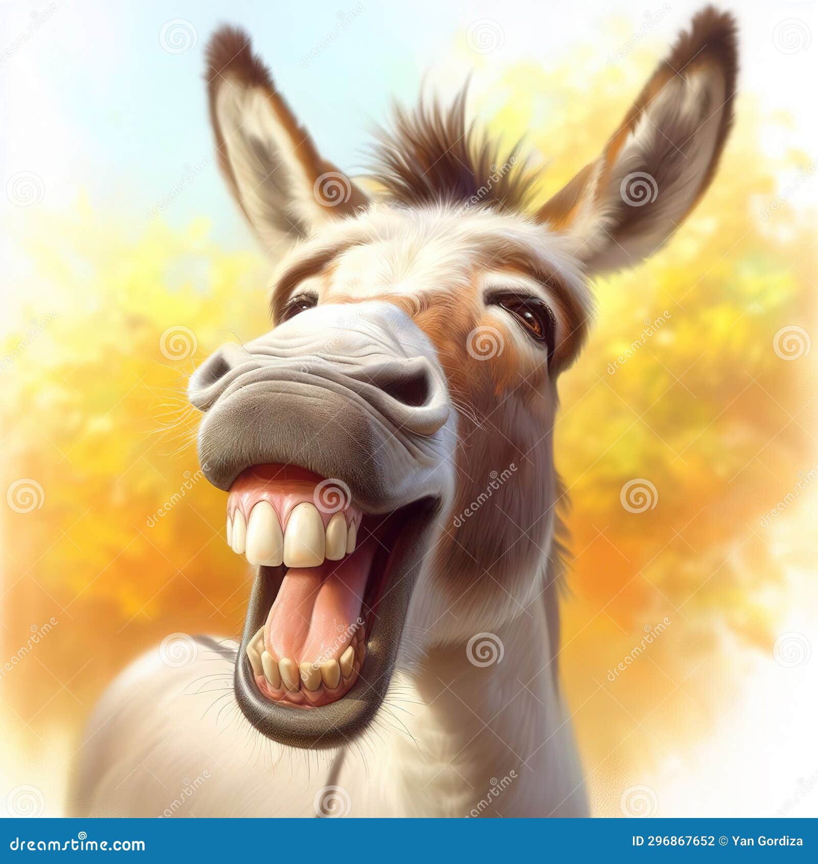 Donkey Smiling Brilliantly Colored Painting Illustration ...