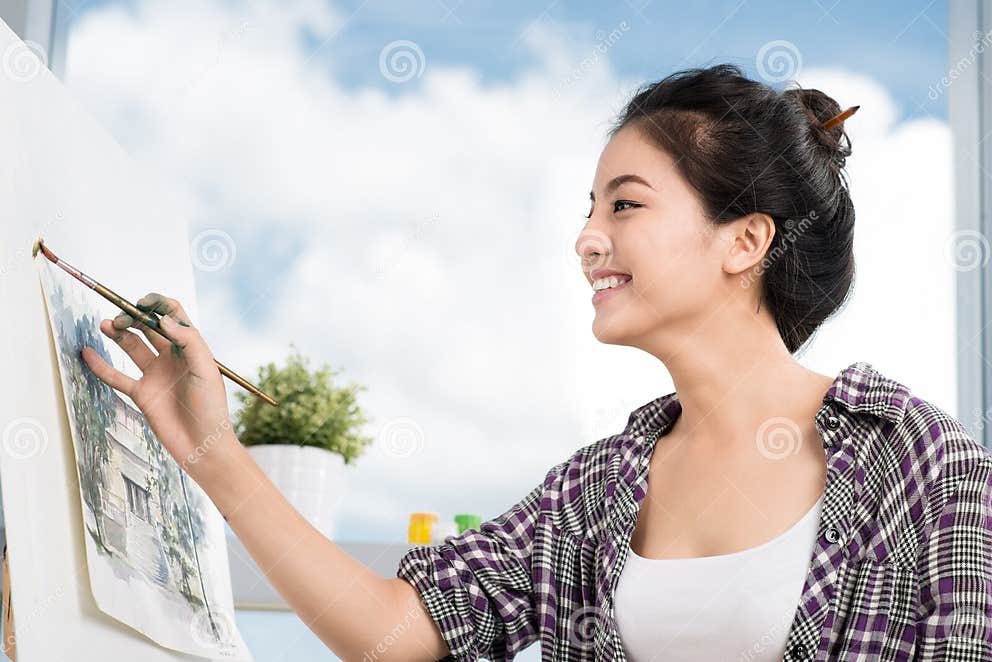 Cheerful drawing stock image. Image of artistic, happy - 33427317