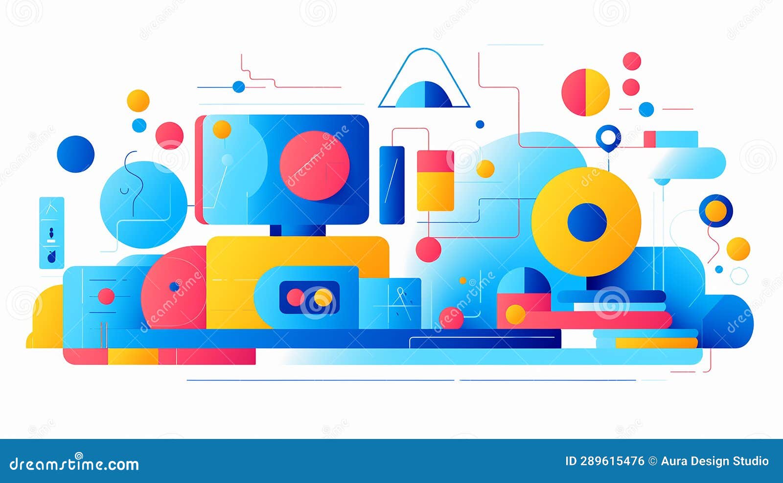 Cheerful Education Bold and Bright Illustration on White Background ...