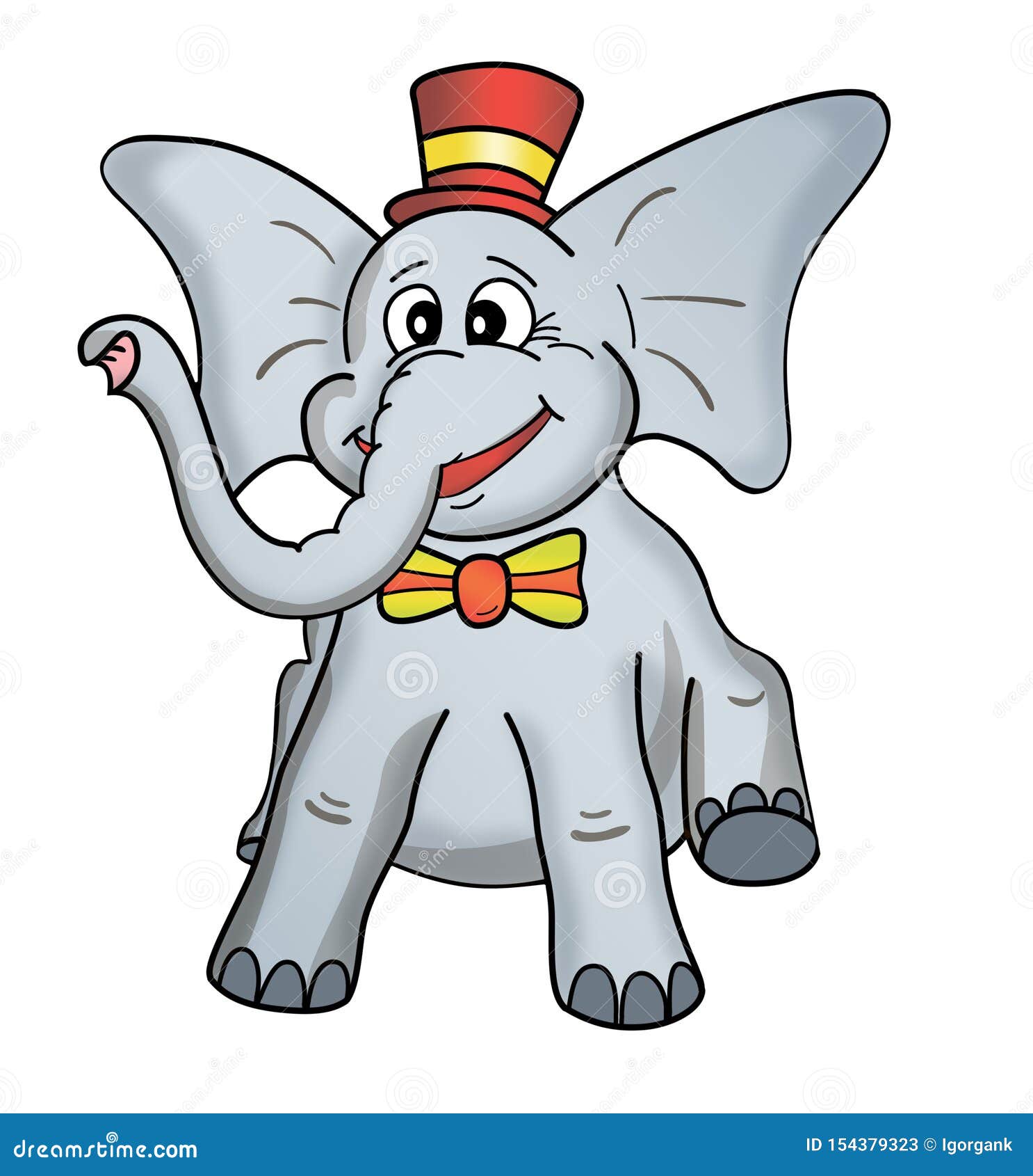 Cheerful Elephant, Smiling, Isolated on White Stock Illustration ...