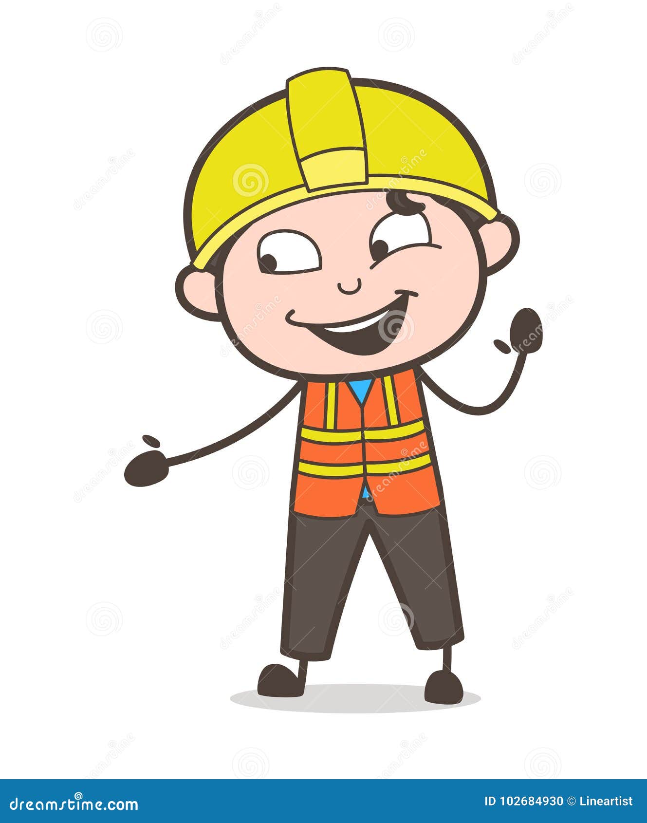 Cheerful Engineer Laughing Face and Hand Gesture Stock Illustration ...
