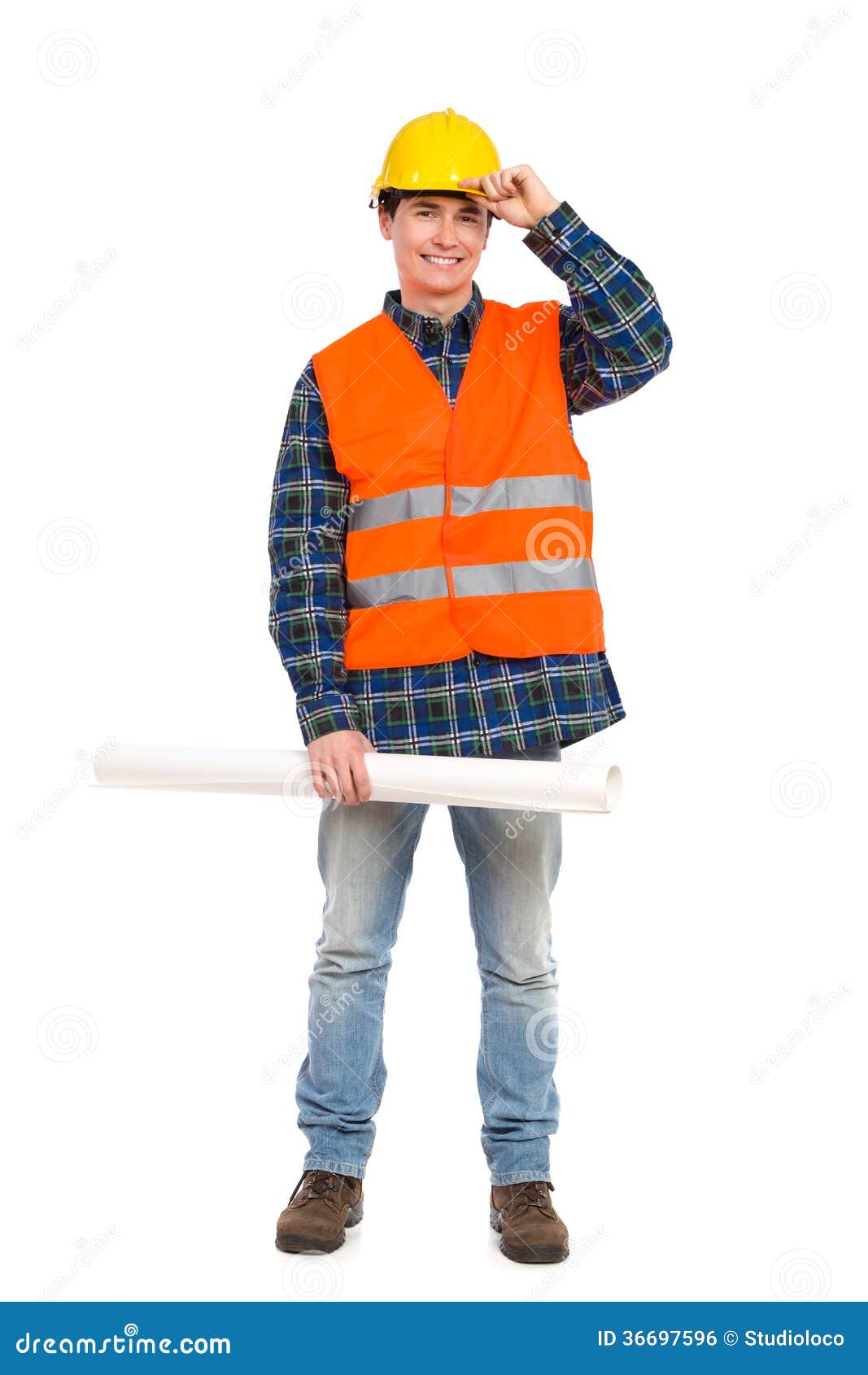 Cheerful Engineer. stock photo. Image of front, happiness - 36697596