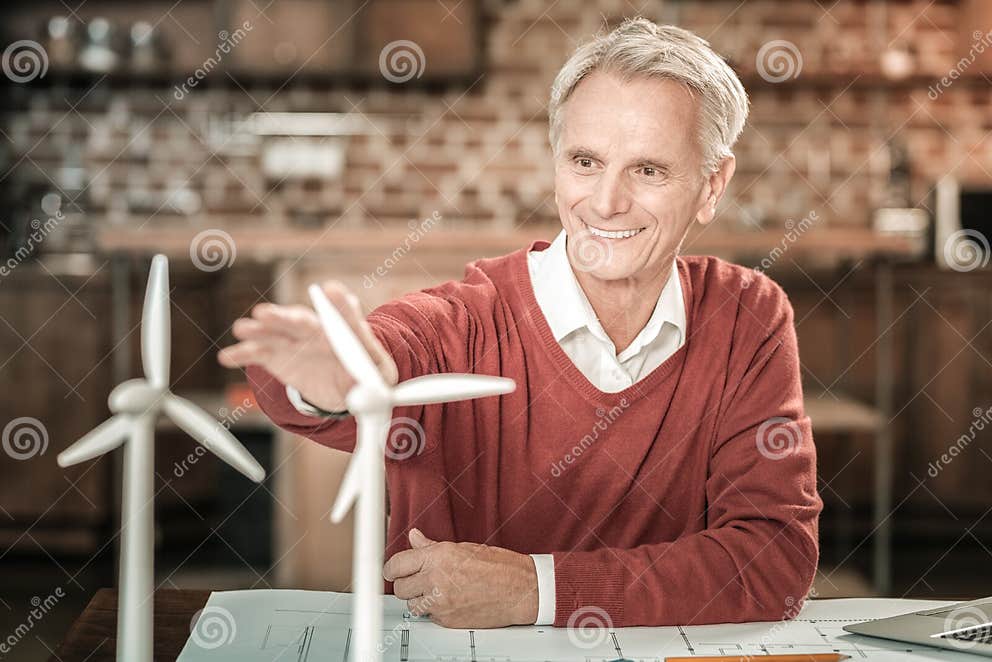 Cheerful Experienced Engineer Working on the Project Stock Photo ...