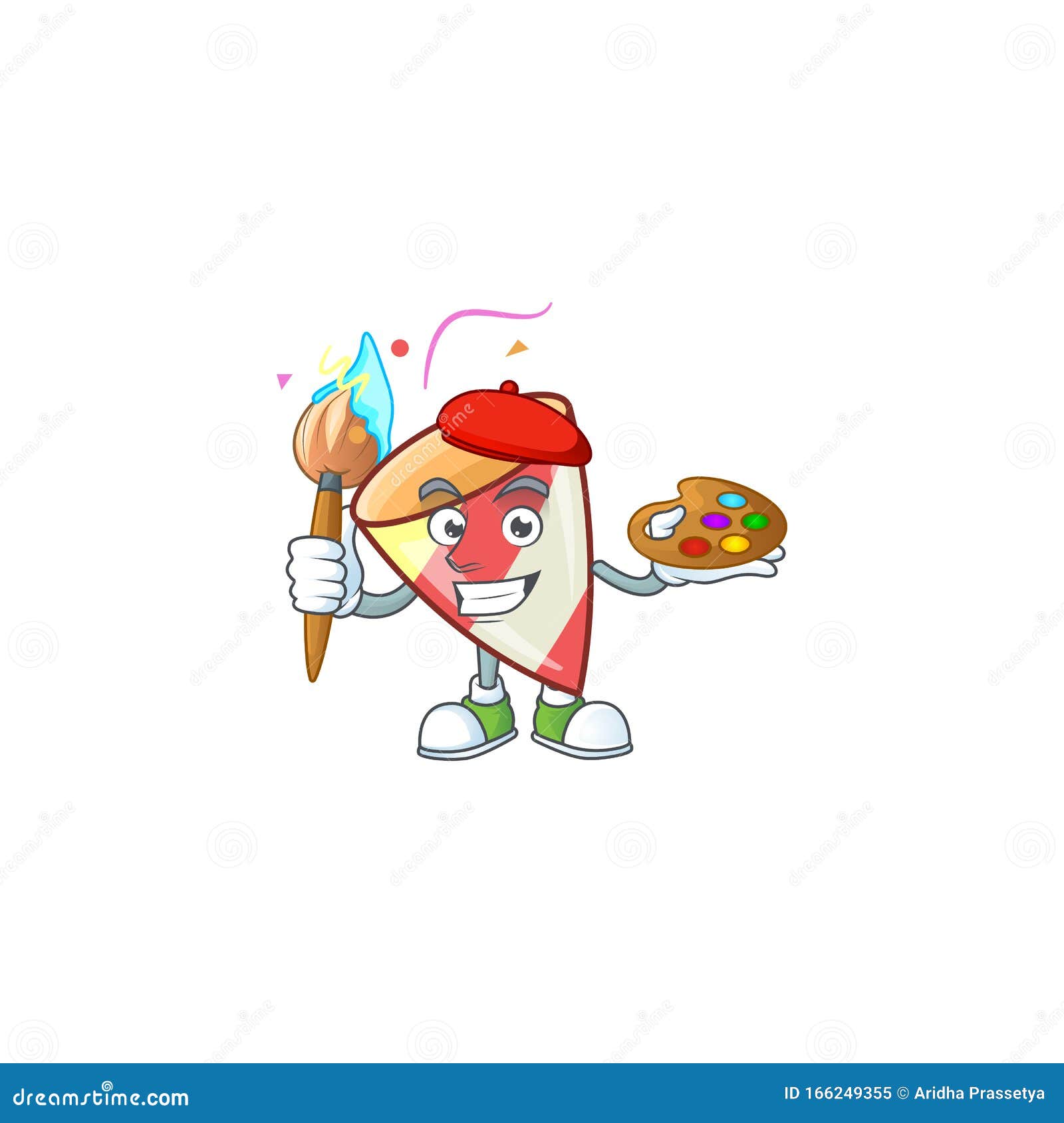 Cheerful Exploding Confetti Painter Cartoon Character with Brush Stock ...