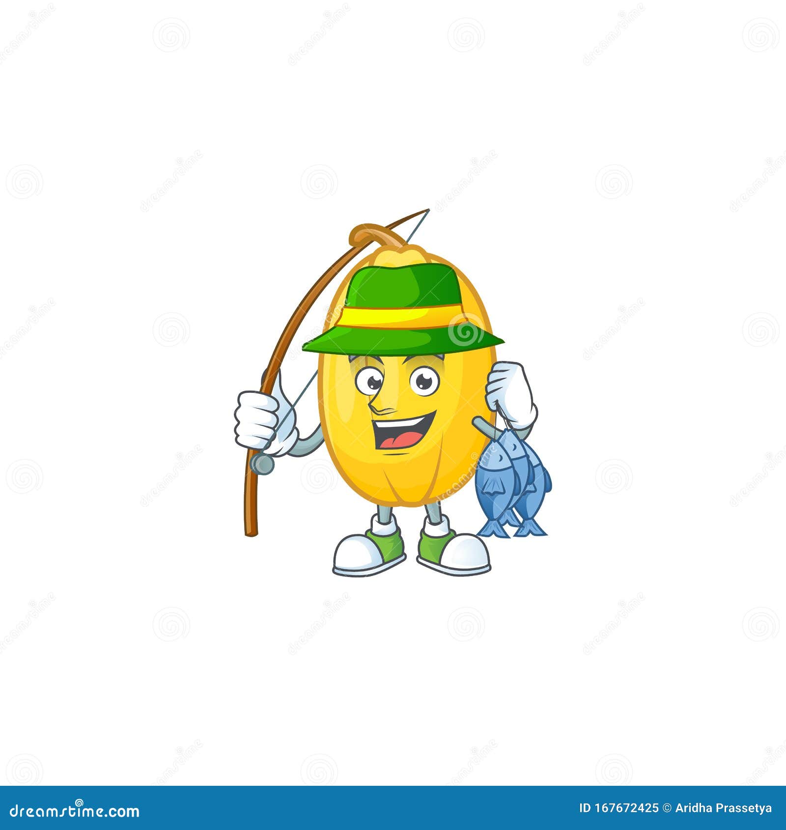Cheerful Face Fishing Spaghetti Squash Mascot Design Stock Vector ...