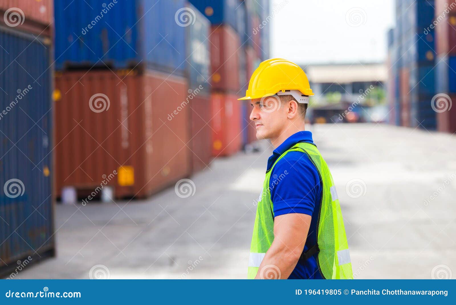 Cheerful Factory Worker Man in Hard Hat Smiling and Looking Forward ...