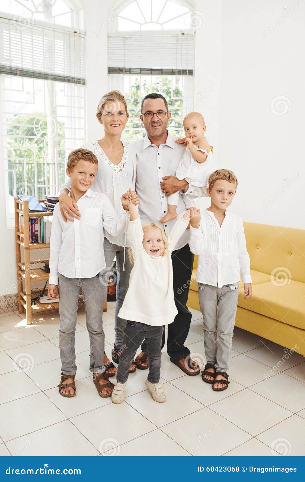 Cheerful family stock photo. Image of father, children - 60423068