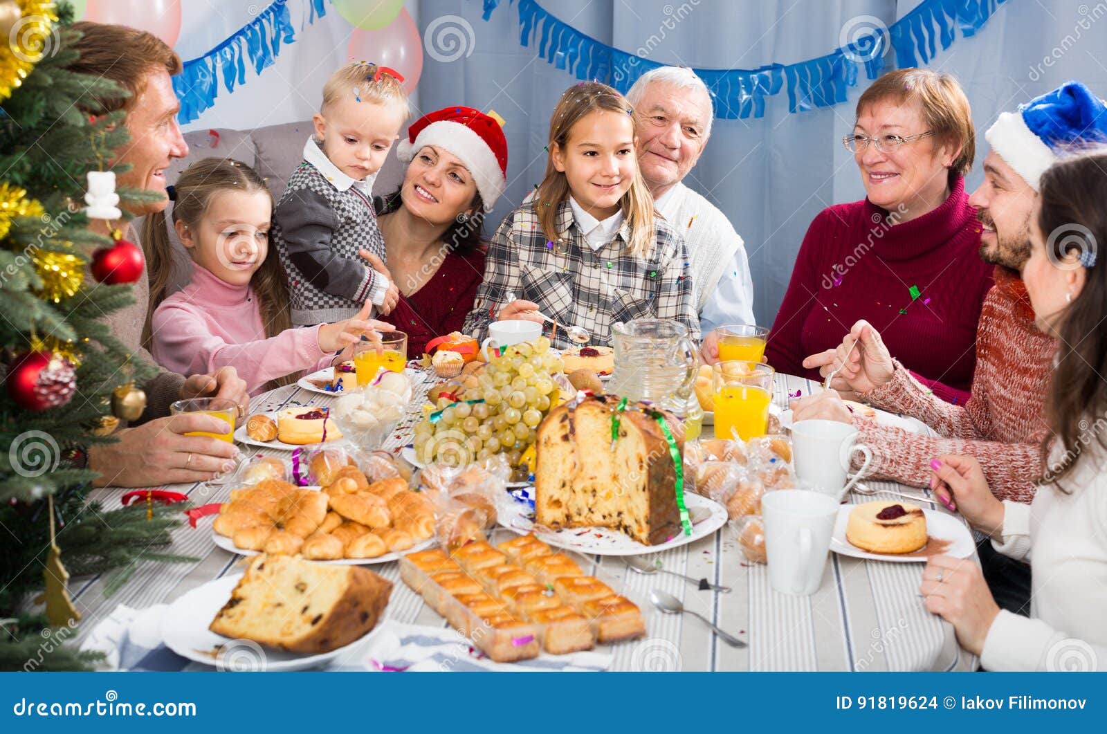 Cheerful Family Members Making Conversation Stock Photo - Image of ...