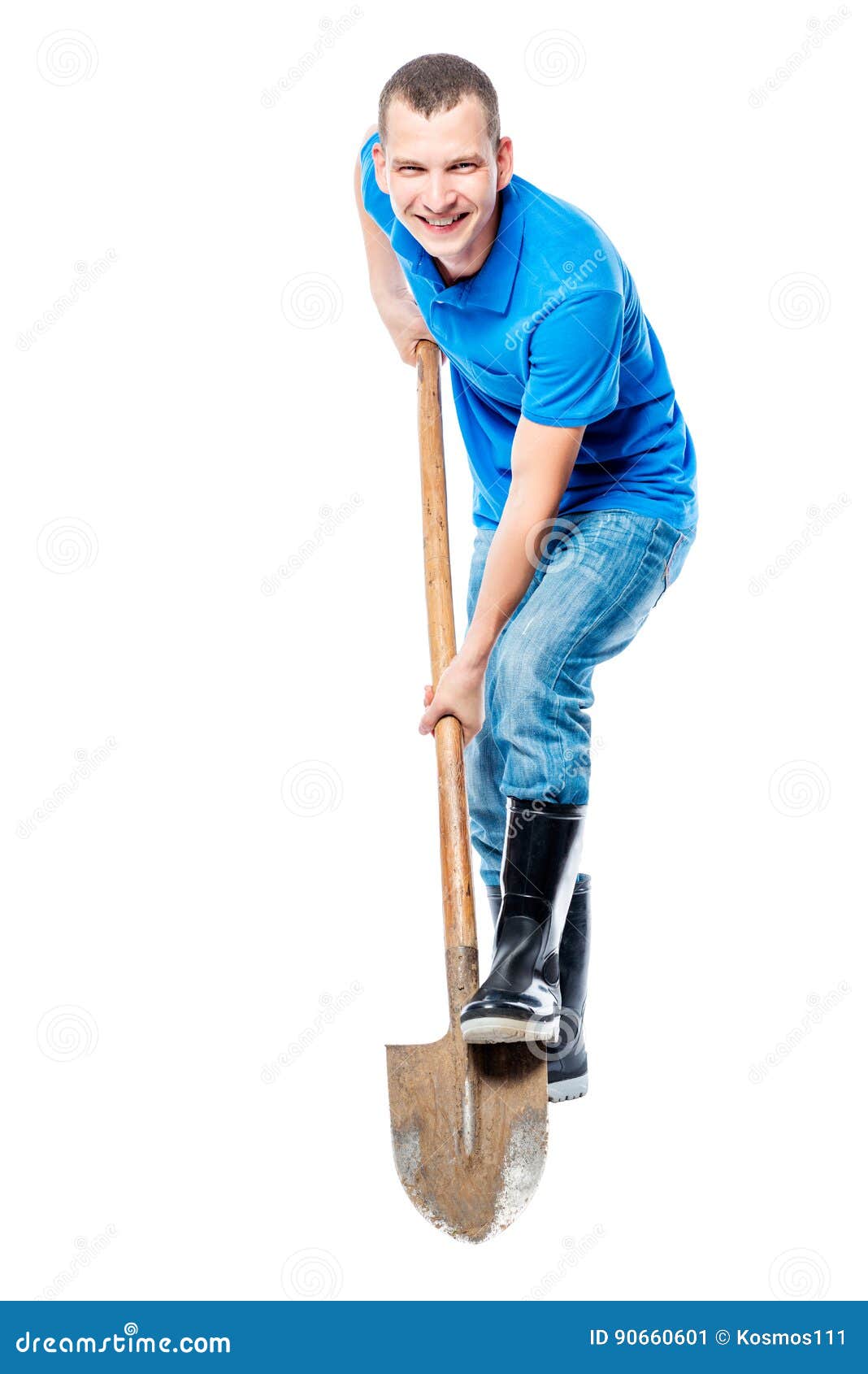 Cheerful Farmer Digging the Earth Stock Image - Image of active ...