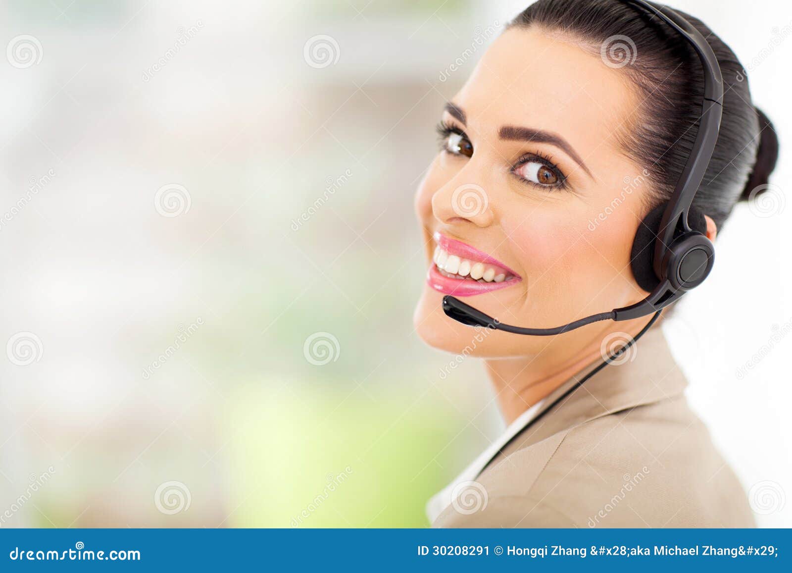 Telemarketer with headset stock image. Image of headphone - 30208291