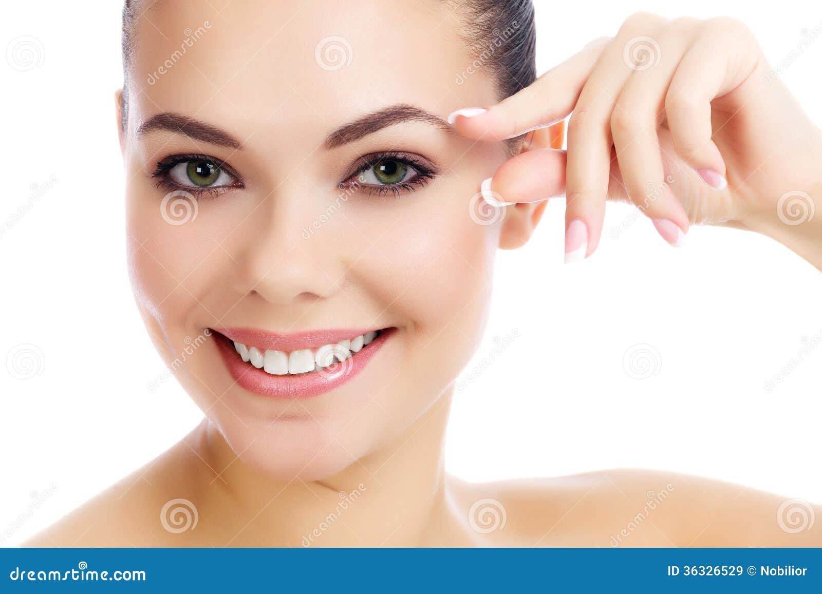 Cheerful Female with Fresh Clear Skin Stock Image - Image of isolated ...