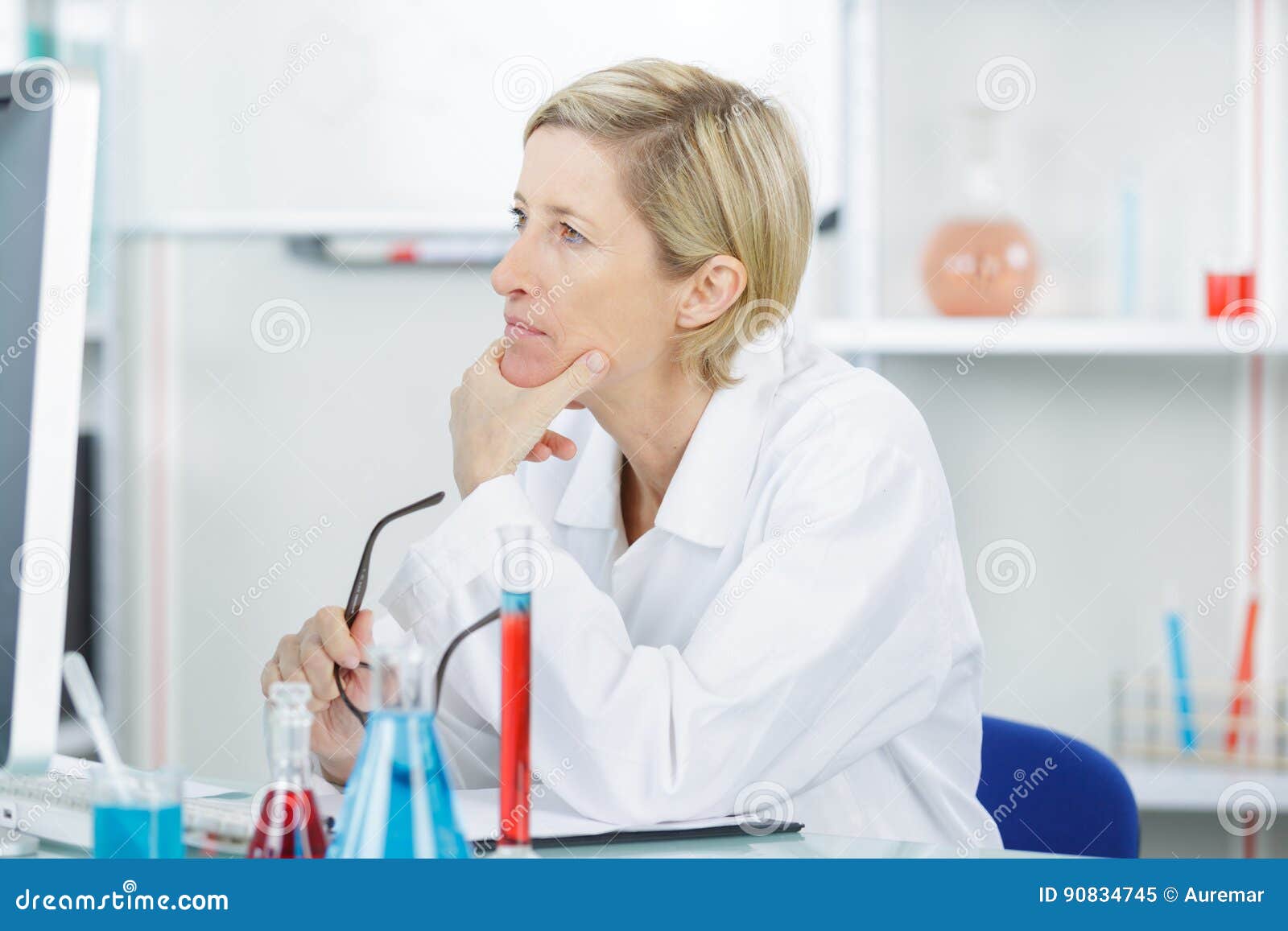 Cheerful Female Researcher Making Notes Stock Photos - Free & Royalty ...