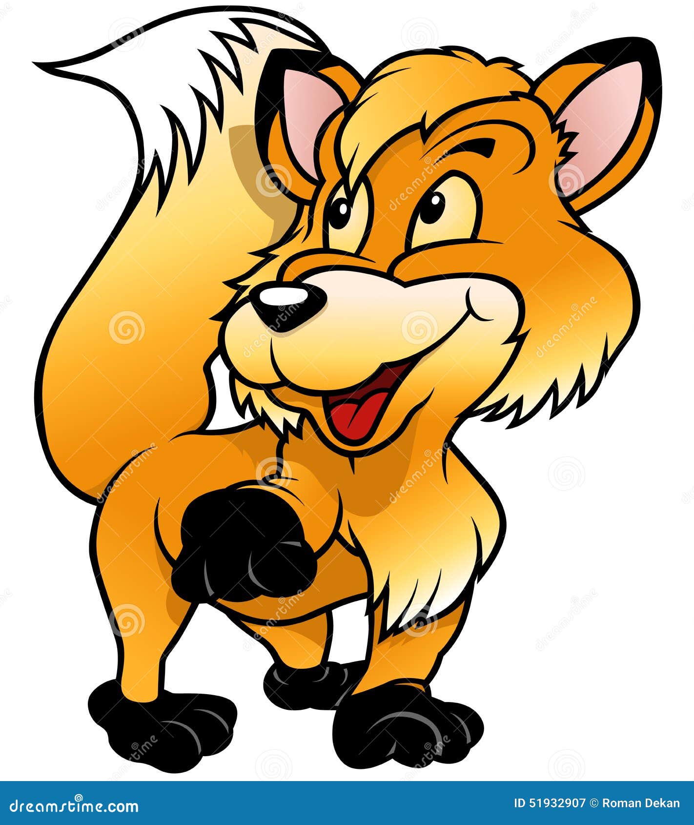 Cheerful Fox Raising Paw stock vector. Illustration of hand - 51932907