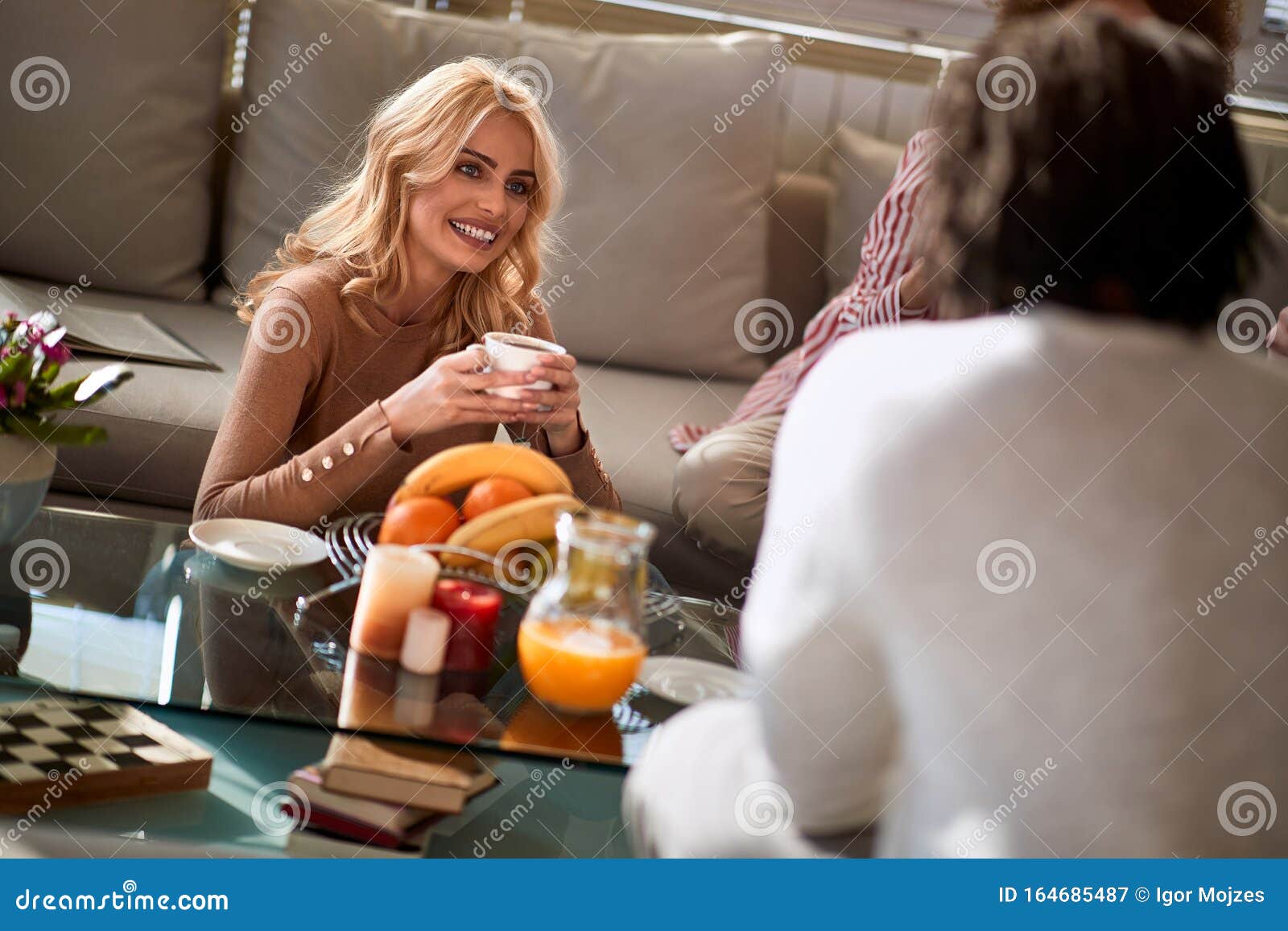Friends gathering at home stock image. Image of house - 164685487