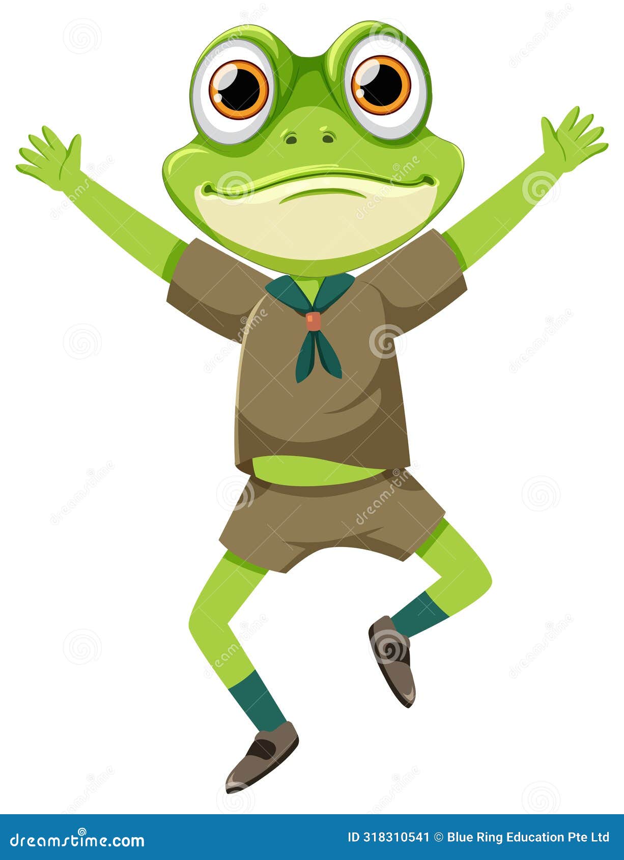 A Frog Wearing a Scout Uniform Jumping Stock Vector - Illustration of ...