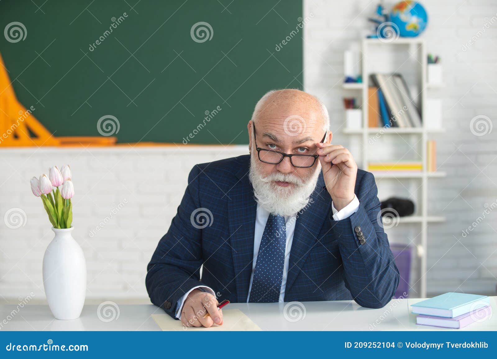 Cheerful Funny Academic Professor in the Library, Knowledge, Learning ...