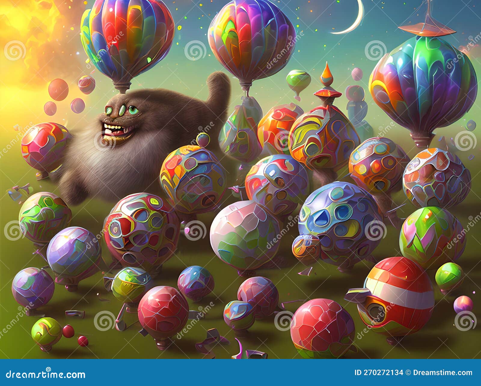 Cheerful Funny Balls, Generative AI Illustration Stock Illustration ...