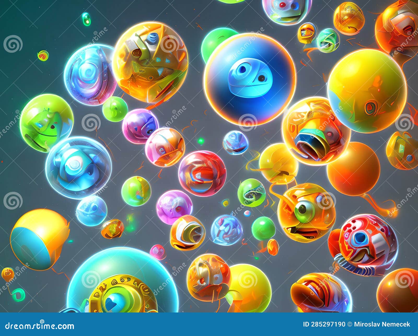 Cheerful Funny Balls, Generative AI Illustration Stock Illustration ...