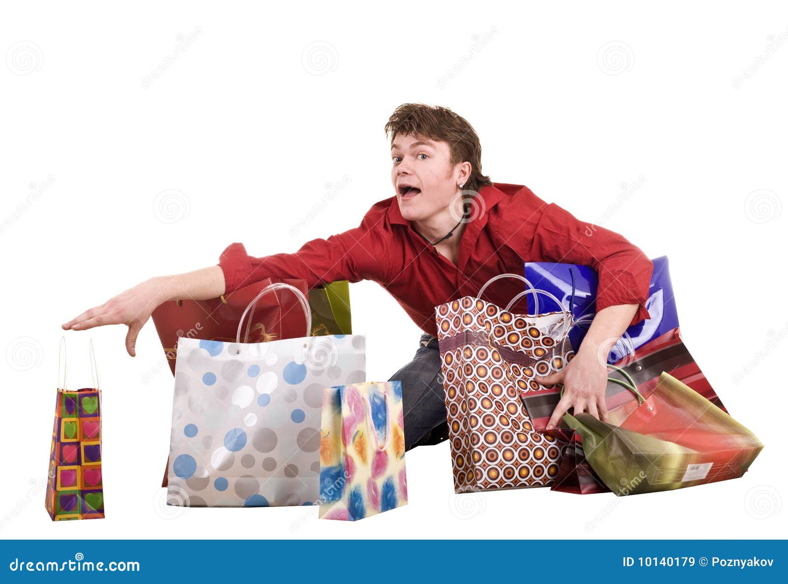 Cheerful Funny Happy Shopping Man. Stock Image - Image of beauty ...