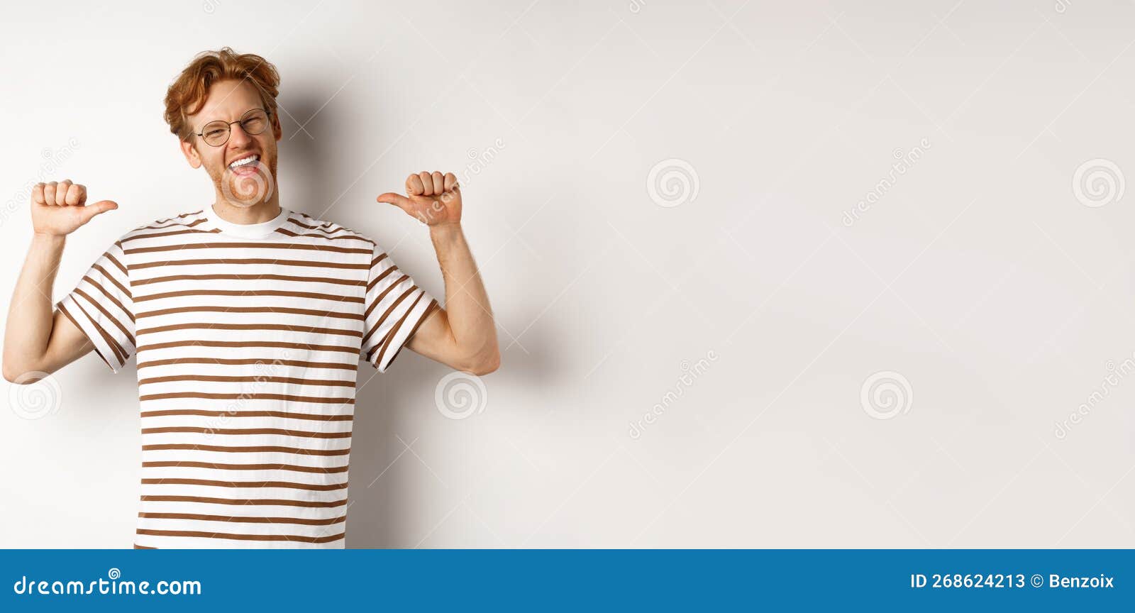 Cheerful And Funny Redhead Man With Beard Wearing Glasses Laughing