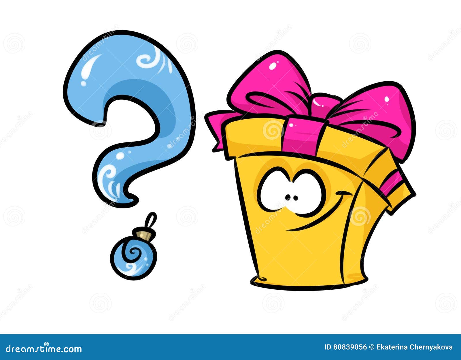 Red Gift Box With Question Mark, Golden Ribbon And Glitter Light ...