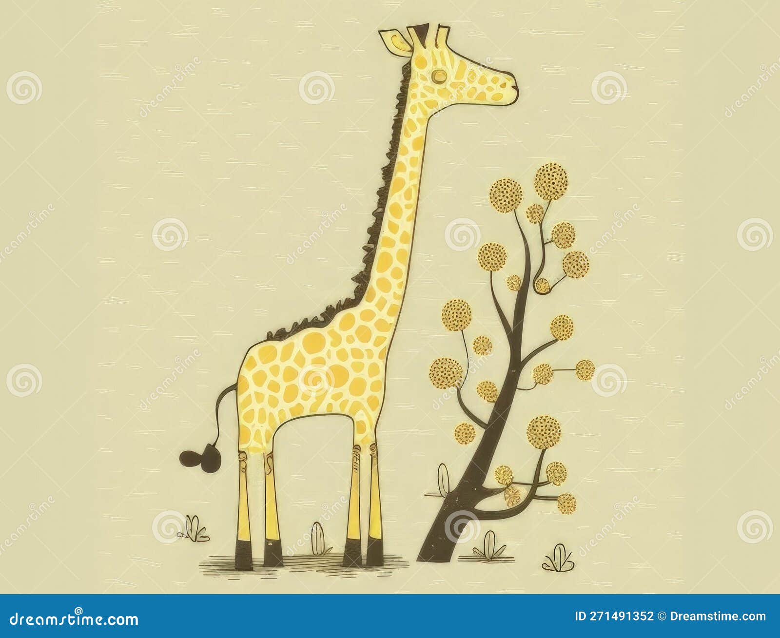 A Cheerful Giraffe Its Long Neck Swaying among the Trees. Cute Creature ...