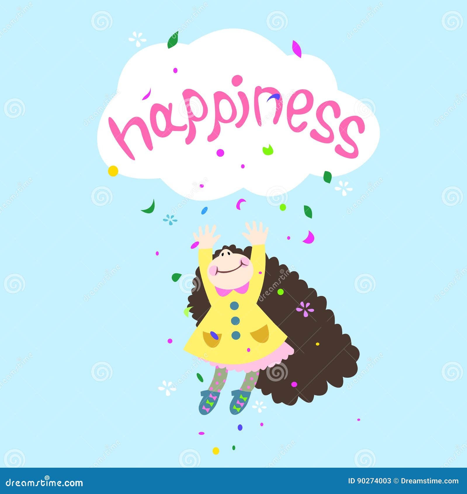 Cheerful girl stock illustration. Illustration of girlie - 90274003