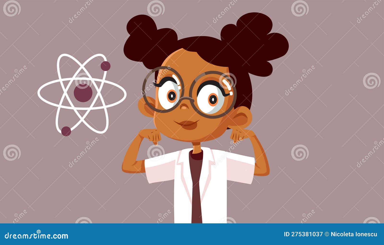Strong Little Student Enjoying Science Class Vector Cartoon ...