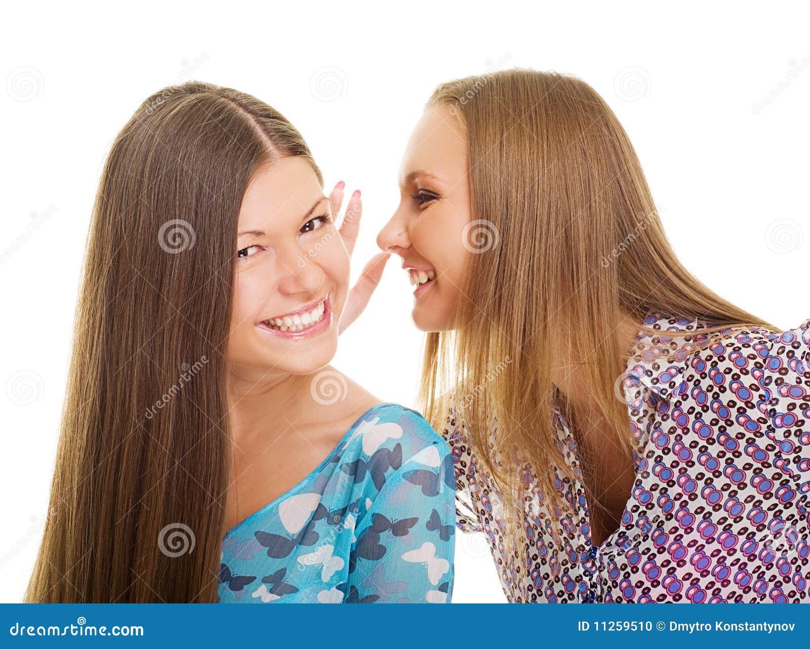 Cheerful girls speaking stock photo. Image of interest - 11259510