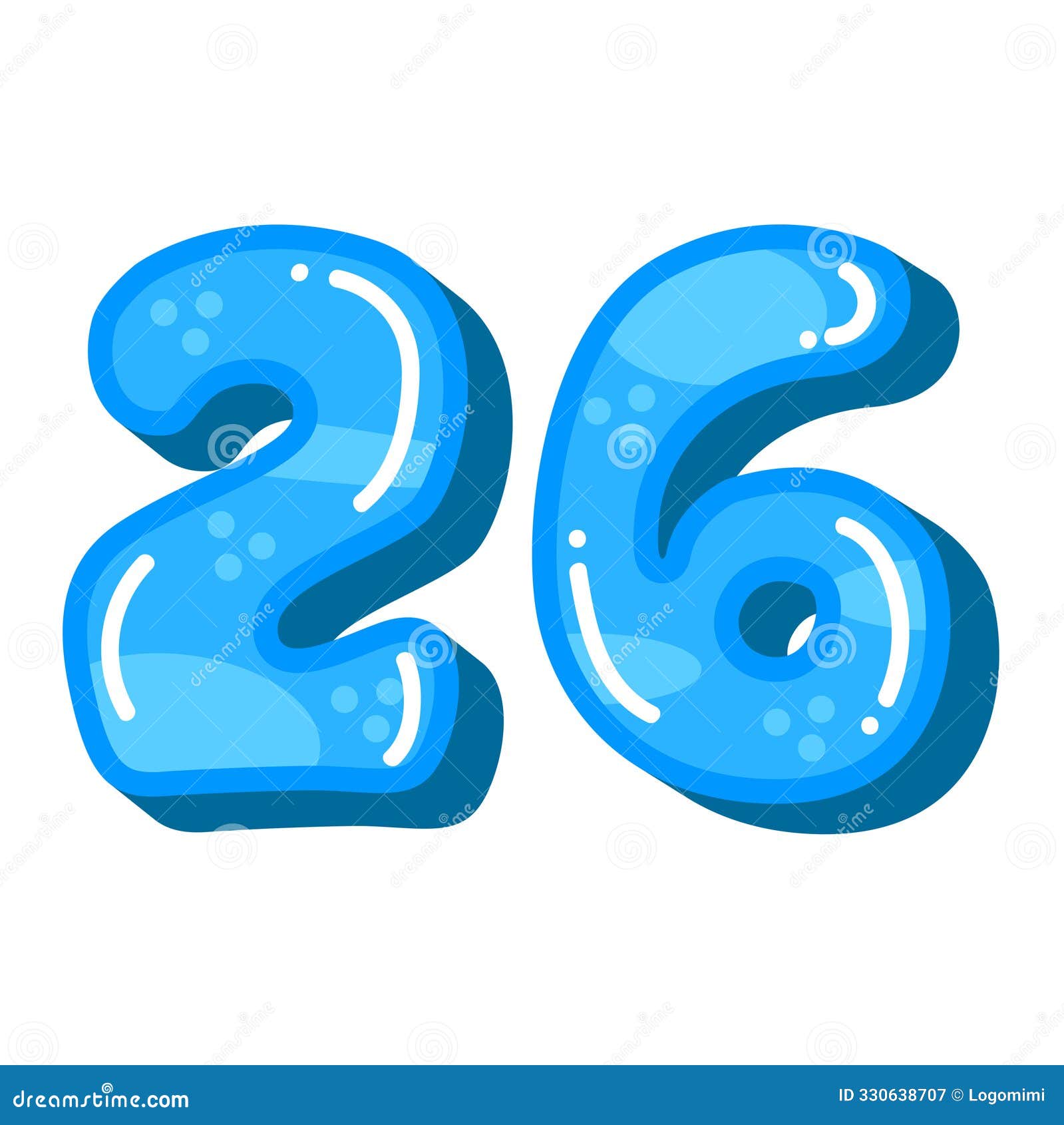 Cheerful Glossy Number 26 Vector Image, Cartoon Number 26 Twenty Six ...