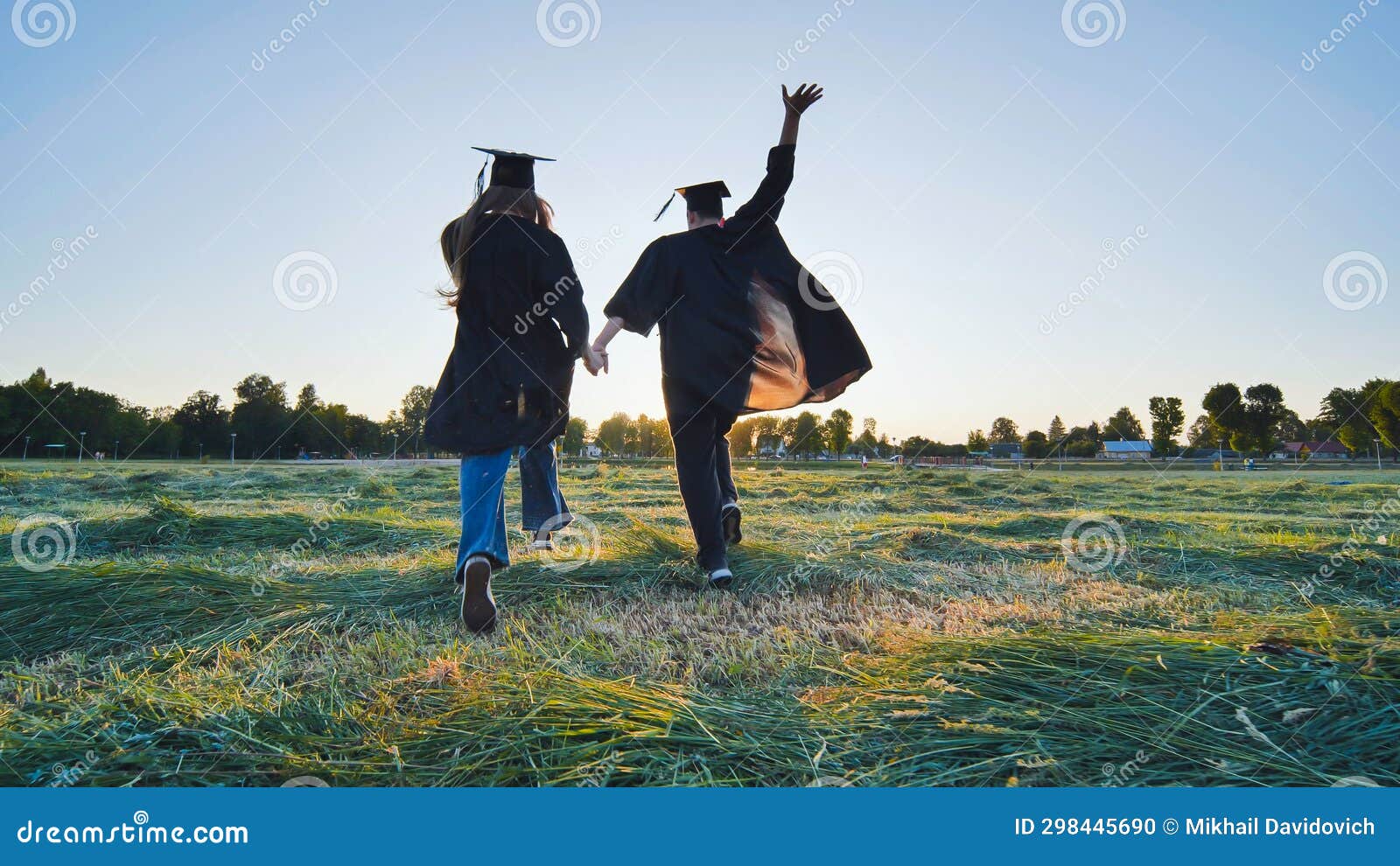 Cheerful Graduates Students Run Throwing Notebooks after School at ...