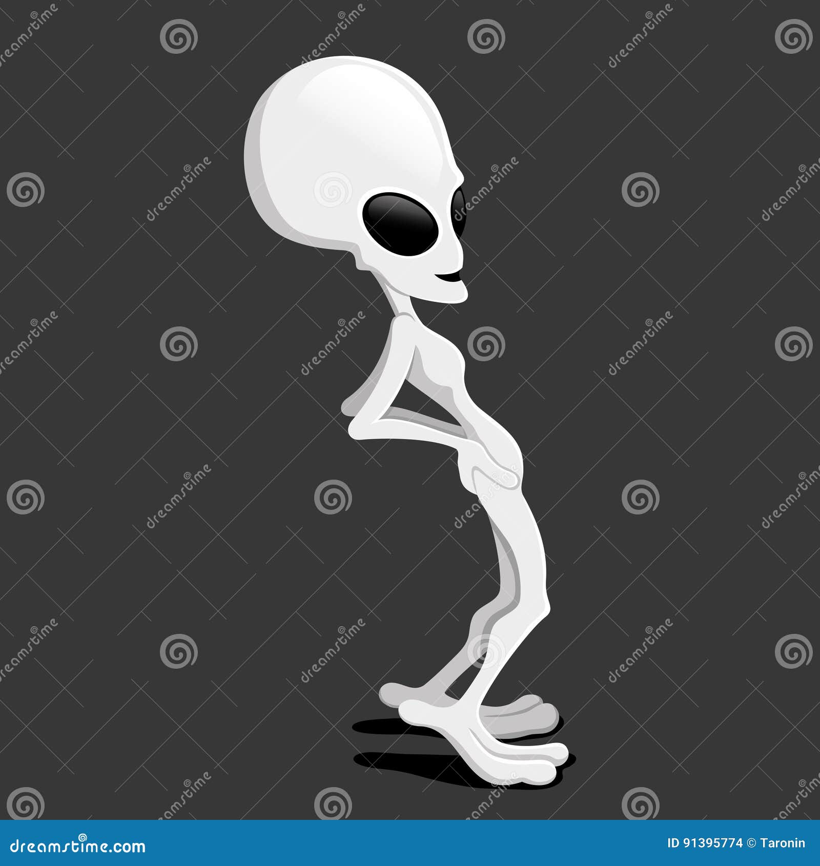 Cheerful Alien Standing With Hand Up Vector Illustration ...