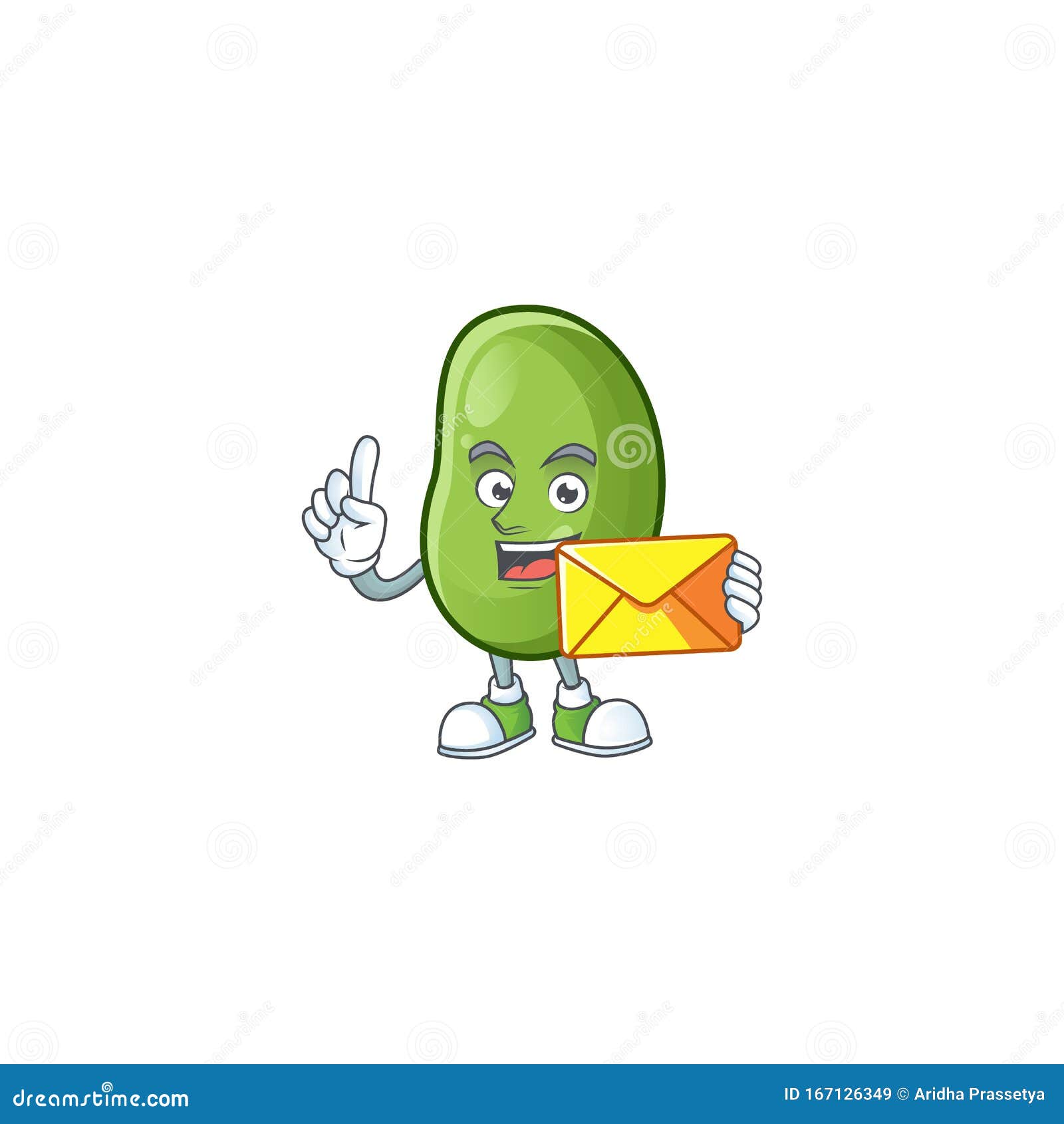 Cheerful Green Beans Mascot Cartoon with Envelope Stock Vector ...