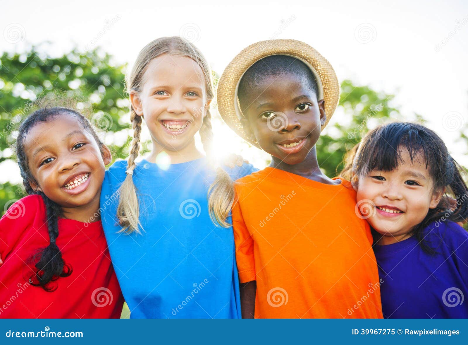 Cheerful Group of Children with Friendship Stock Image - Image of child ...