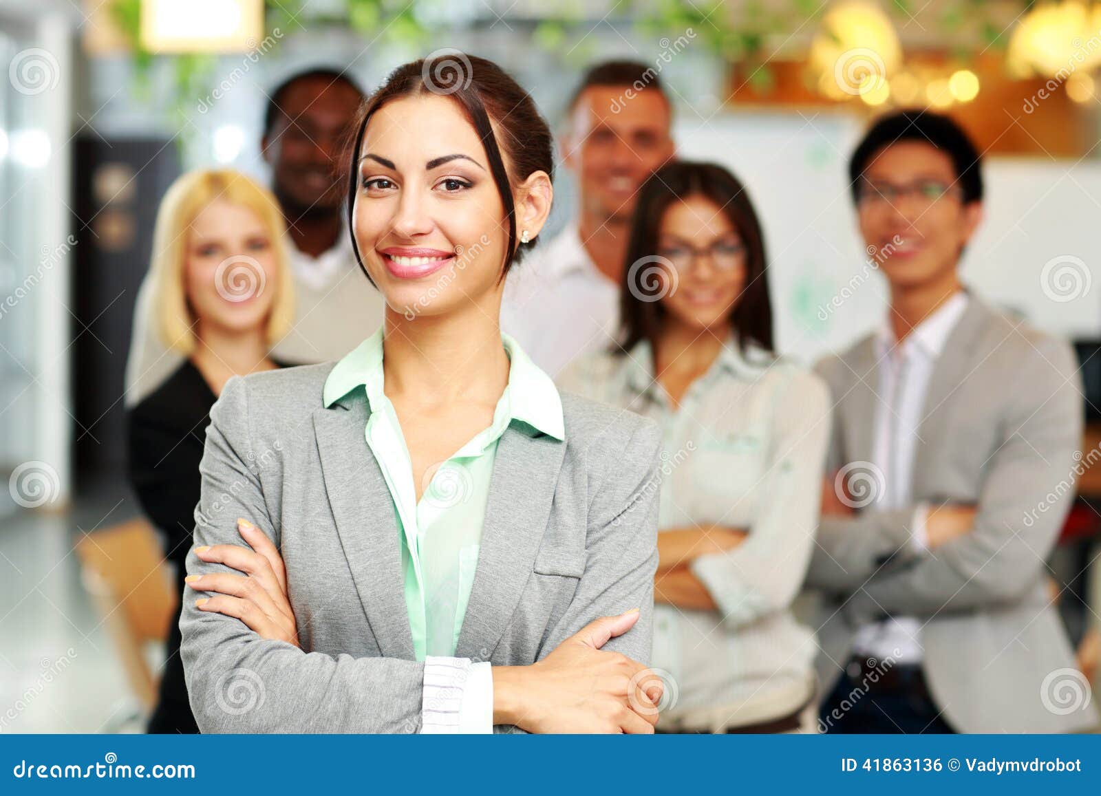 Cheerful Group of Co-workers Stock Photo - Image of architecture, male ...