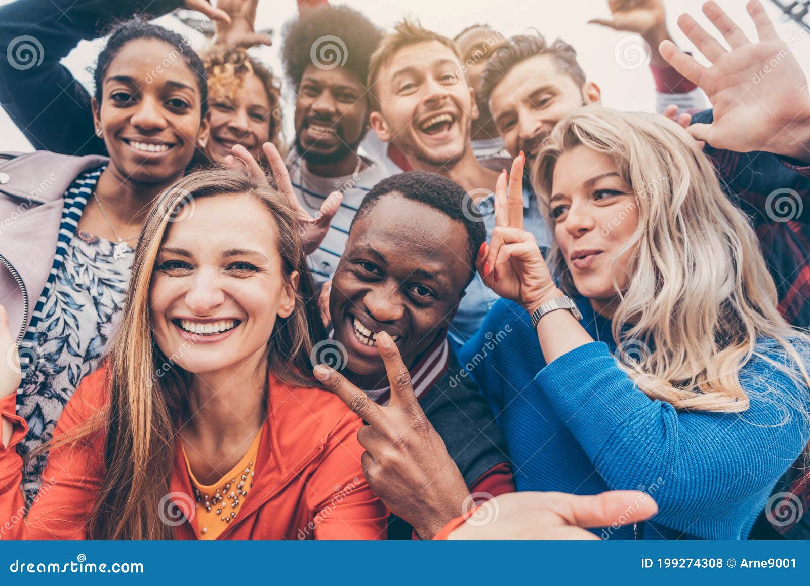 Cheerful Group of Diversity Friends Stock Photo - Image of park ...