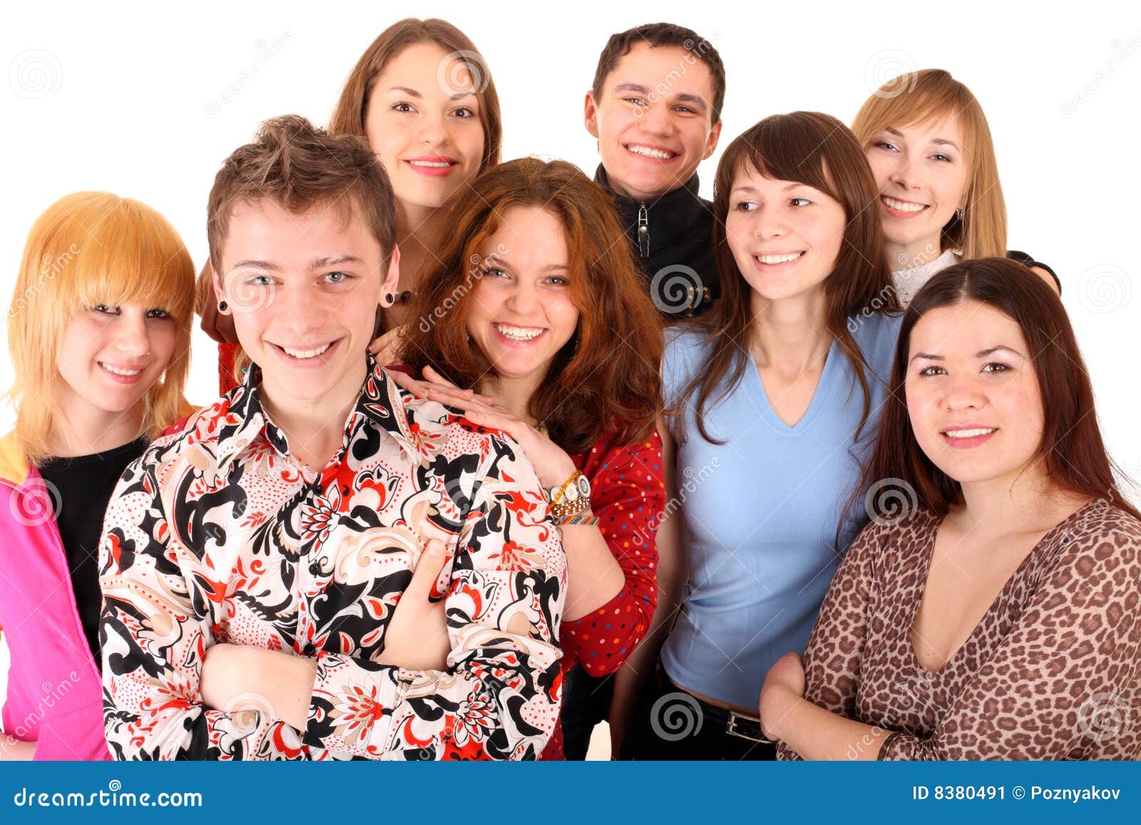 Cheerful Group of Young People. Stock Image - Image of female, girl ...