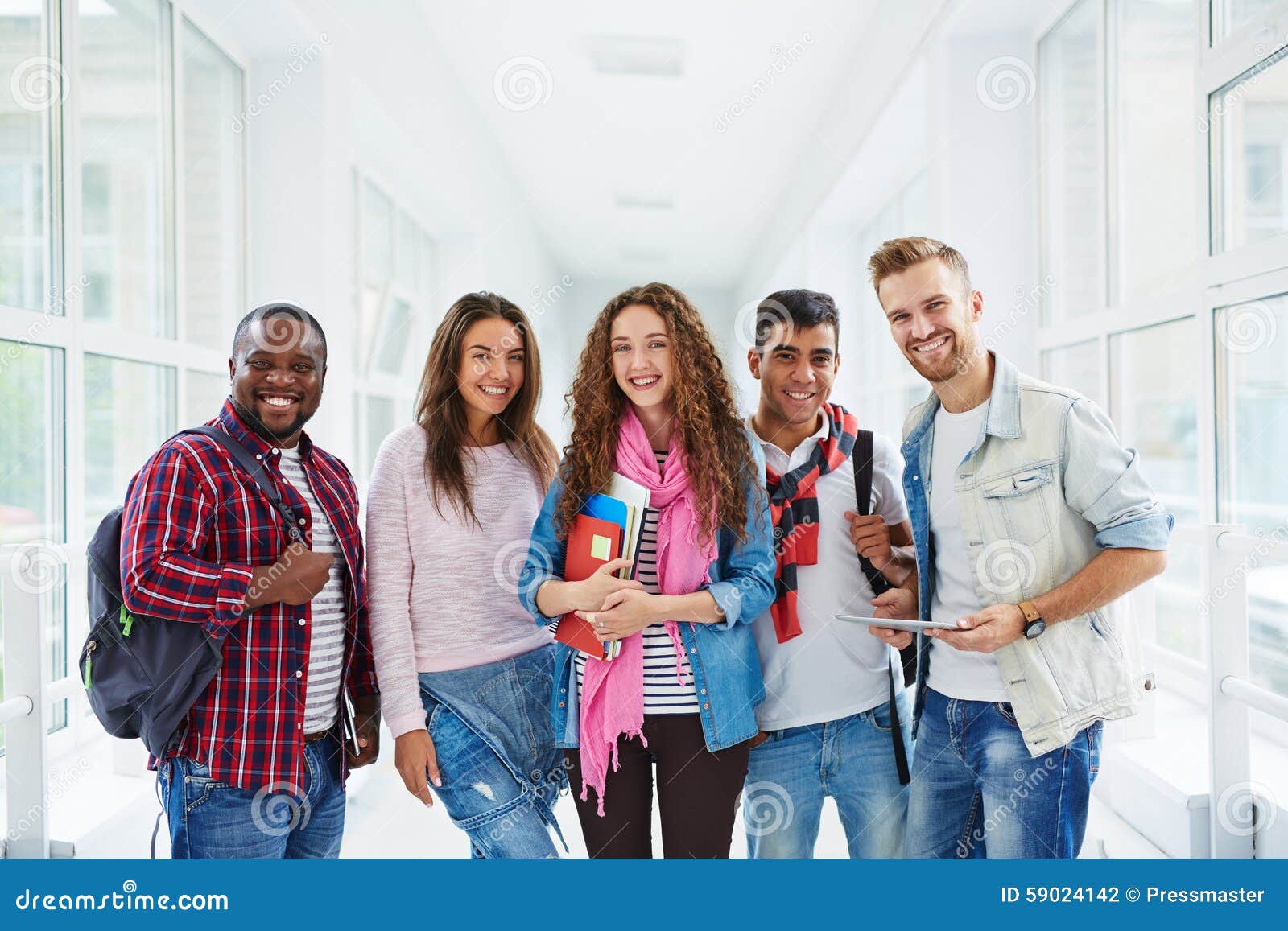 Cheerful groupmates stock photo. Image of multiethnic - 59024142