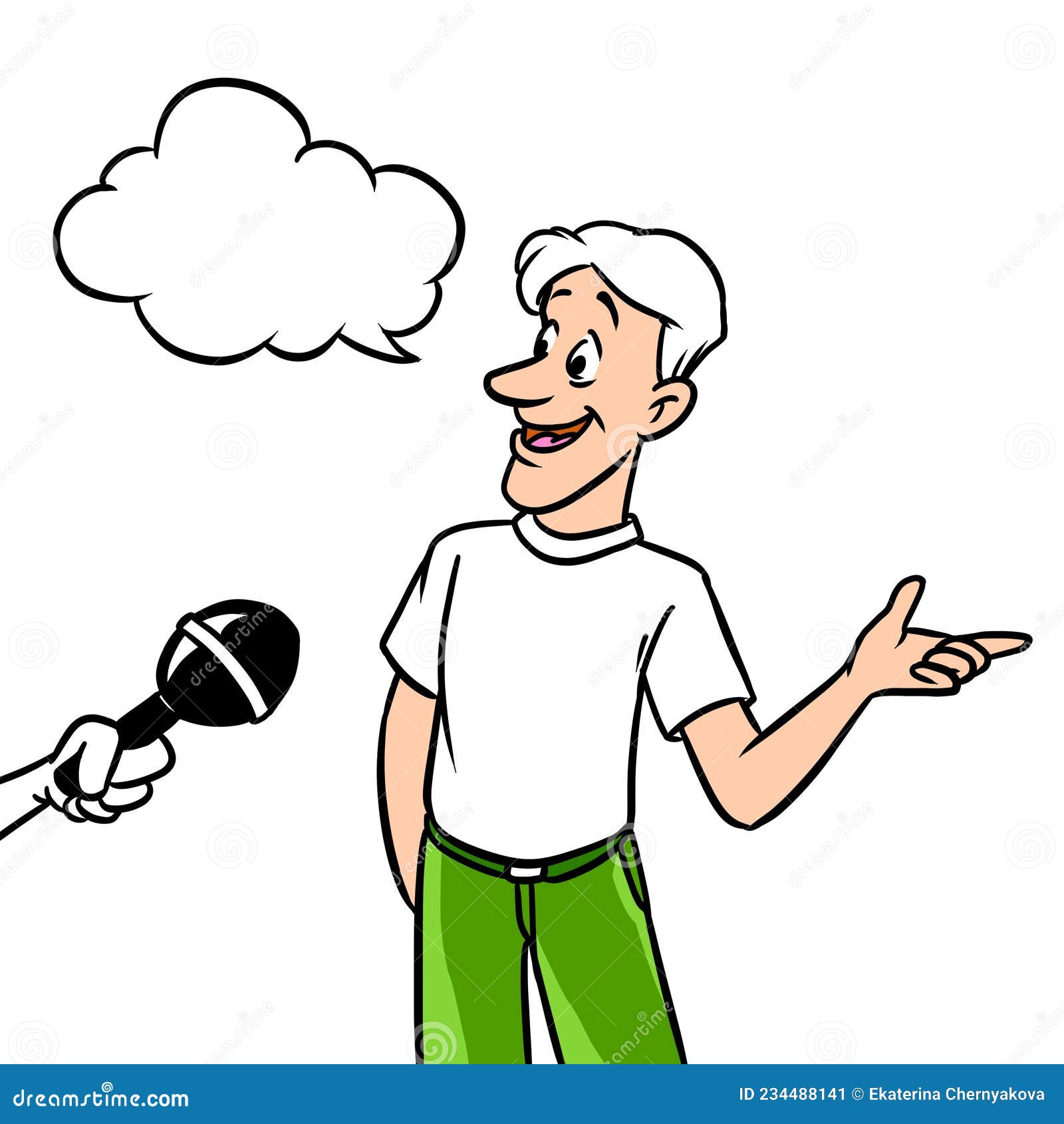 Cheerful Guy Interview Answer Illustration Cartoon Stock Illustration ...