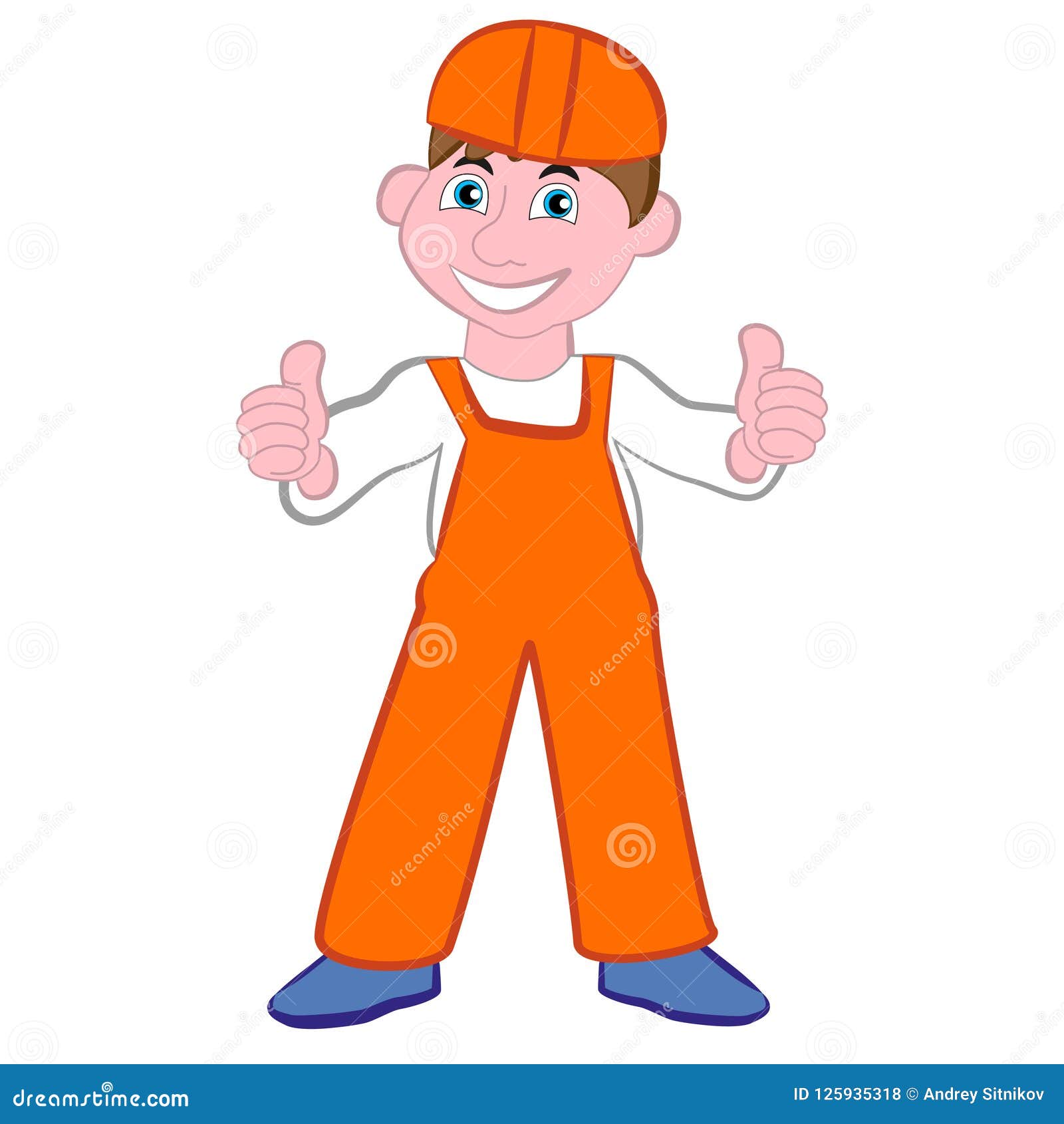 Cheerful guy worker. stock vector. Illustration of people - 125935318